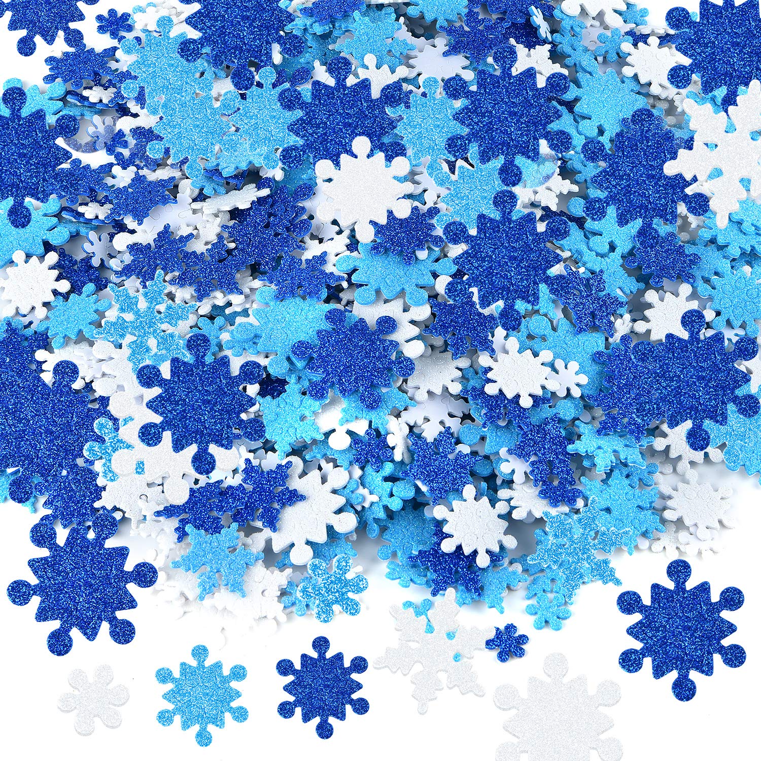 Amazon.com: Coopay 600 Pieces Glitter Foam Snowflake Stickers Self ...