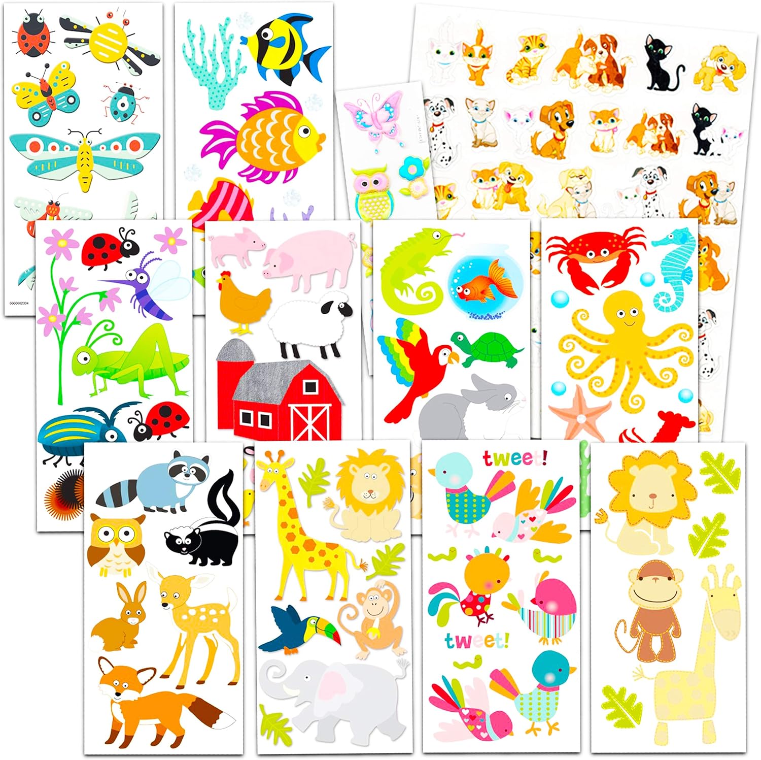 Amazon.com: Cute Animal Stickers for Kids, Toddlers - 12 Pack Craft ...