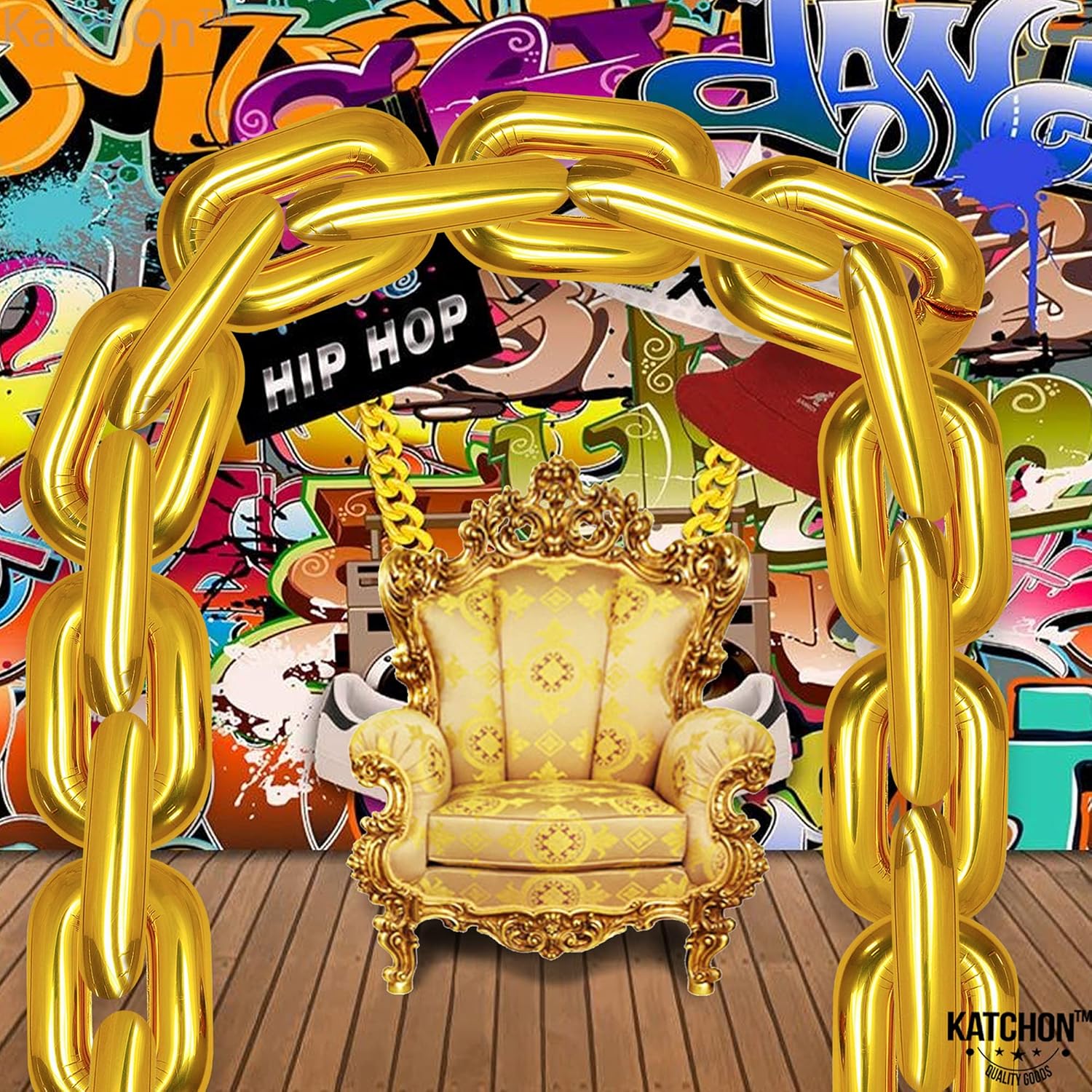 Buy Big, Gold Chain Balloons 30 Pieces - 16 Inch, 90s Party Decorations ...