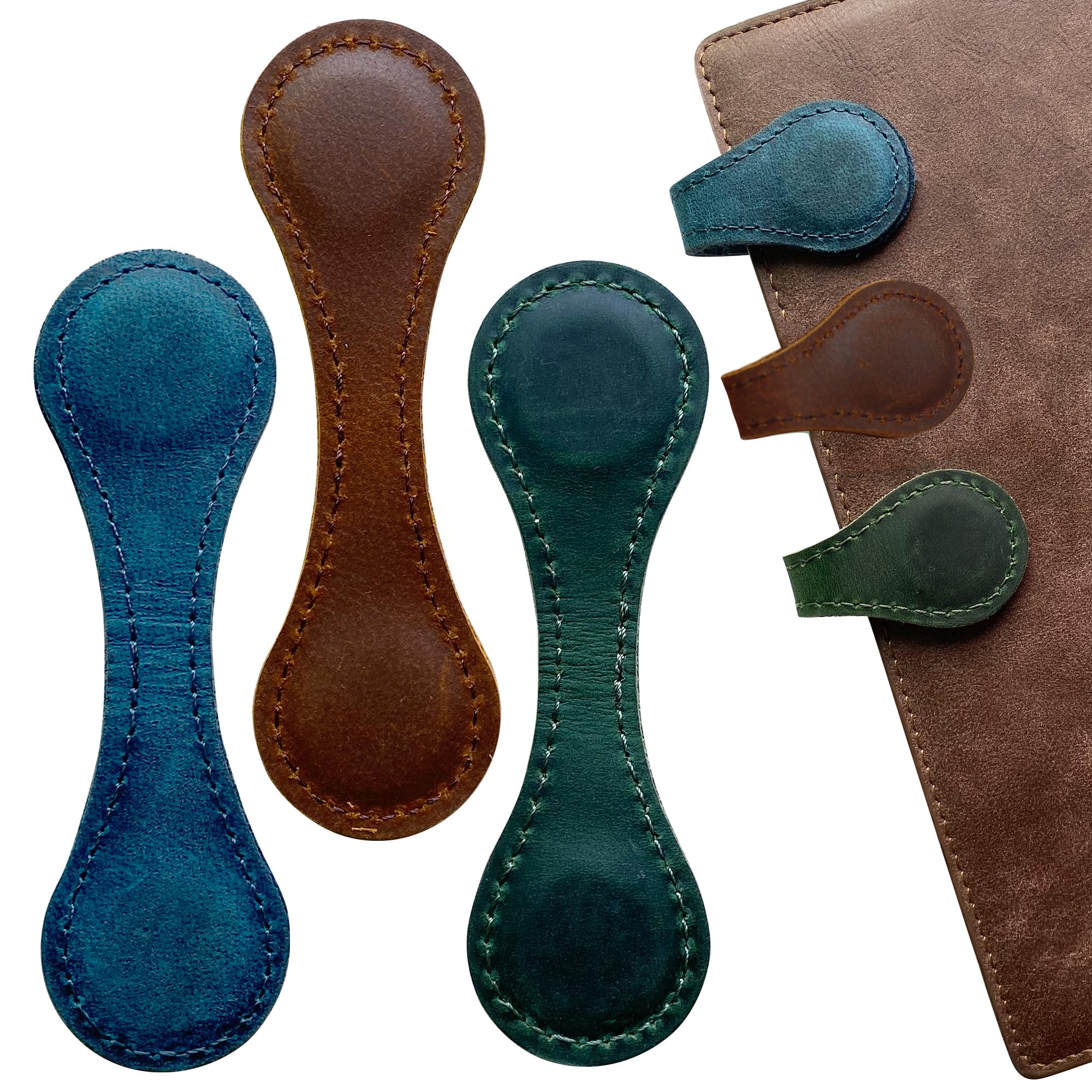 Amazon.com: 3 Pack Magnetic Leather Bookmarks, Magnetic Bookmarks ...