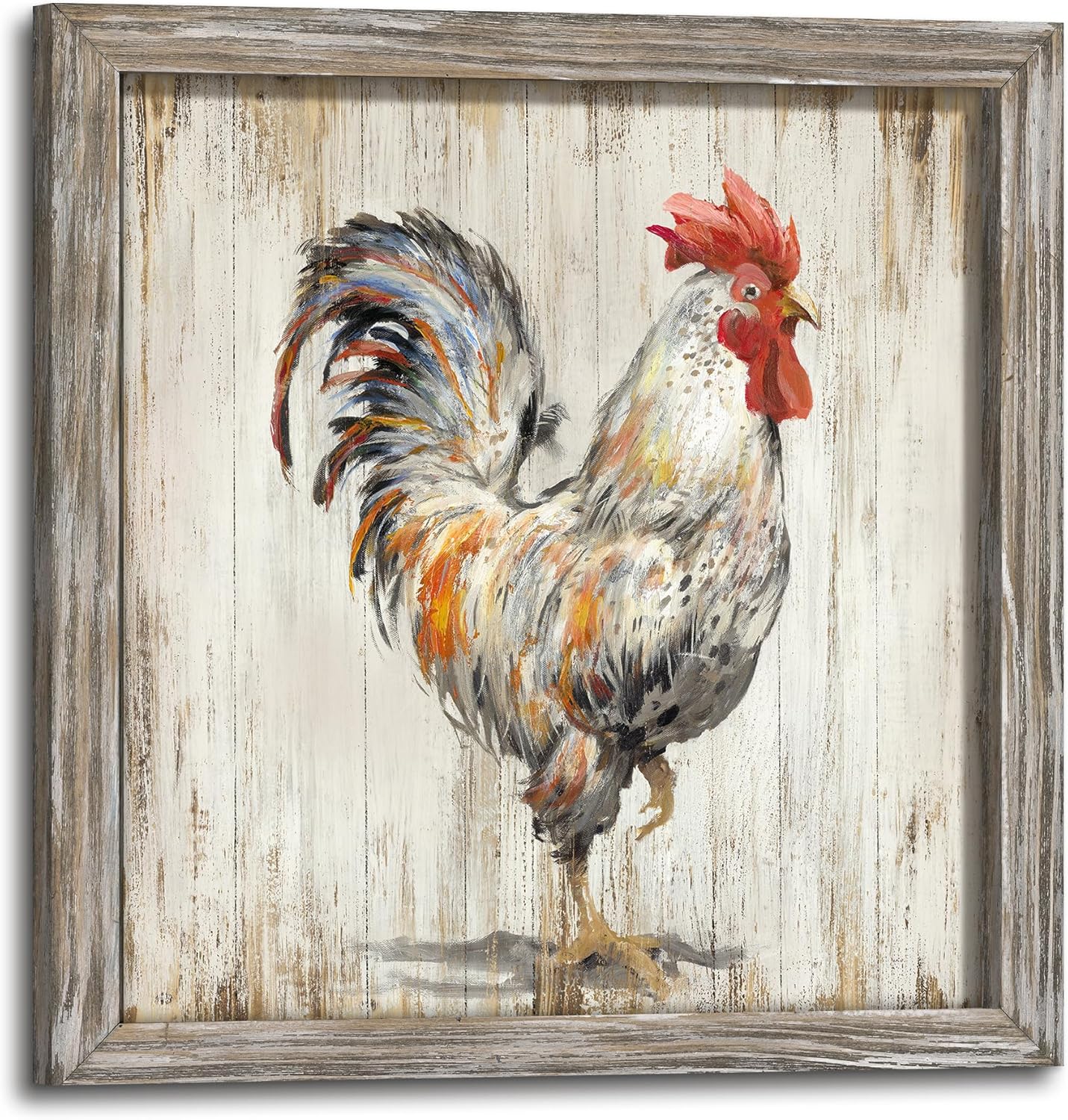 Amazon.com: Rustic Farmhouse Wall Art Decor: Rooster Chicken Wood ...