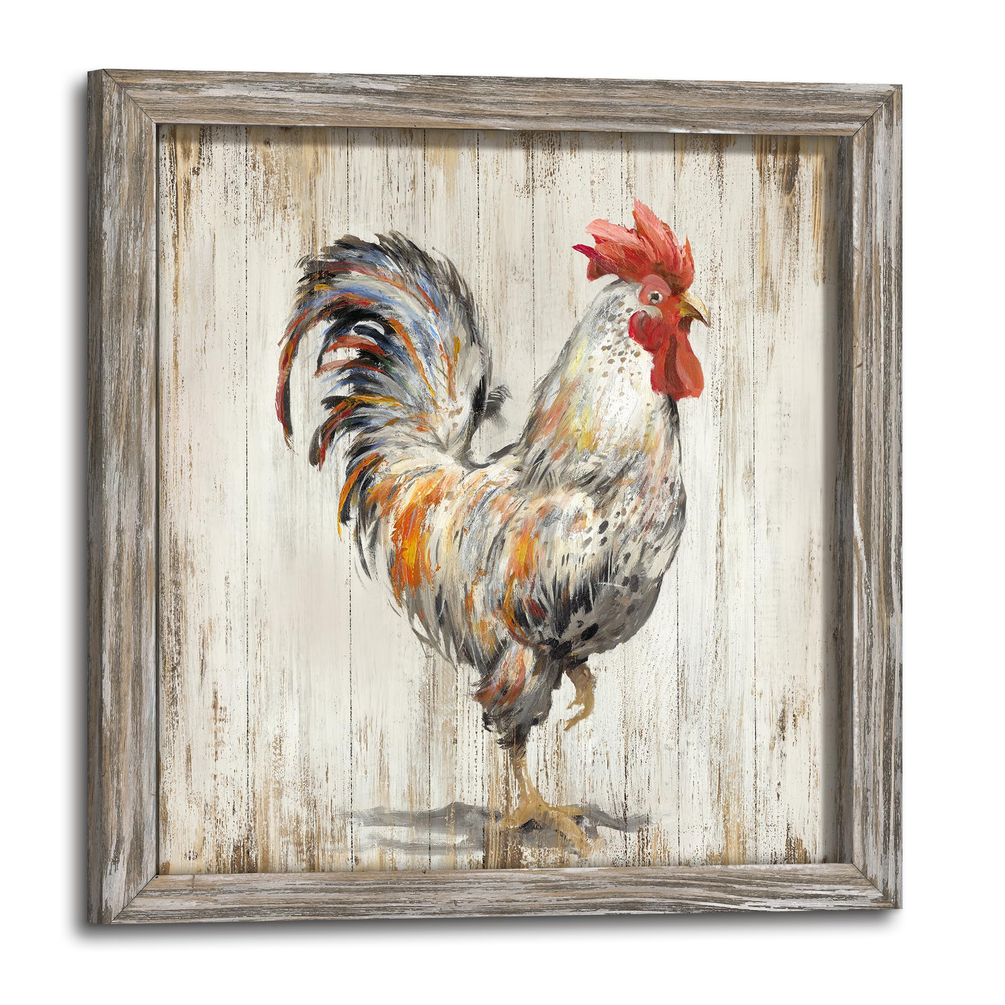 Amazon.com: Rustic Farmhouse Wall Art Decor: Rooster Chicken Wood ...