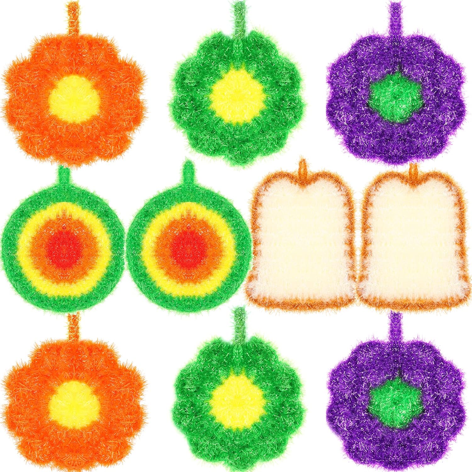 Amazon.com: DEJURSN 10 Pieces Fruit Dish Scrubber,Hand Crochet Non ...