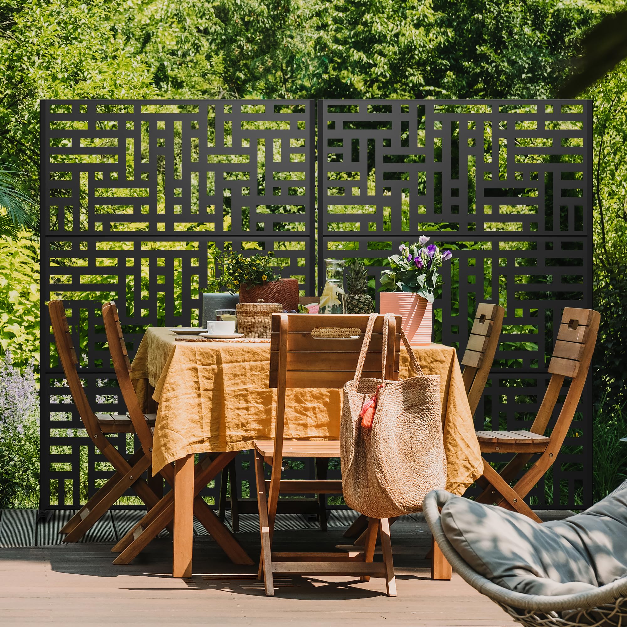 Snapklik.com : Metal Privacy Screen 72" H47 W,Freestanding Decorative ...