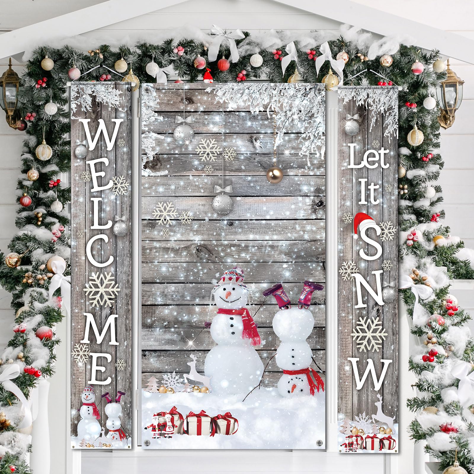 Amazon.com: WovWeave 3 Pcs Christmas Snowman Decorations Winter Welcome ...