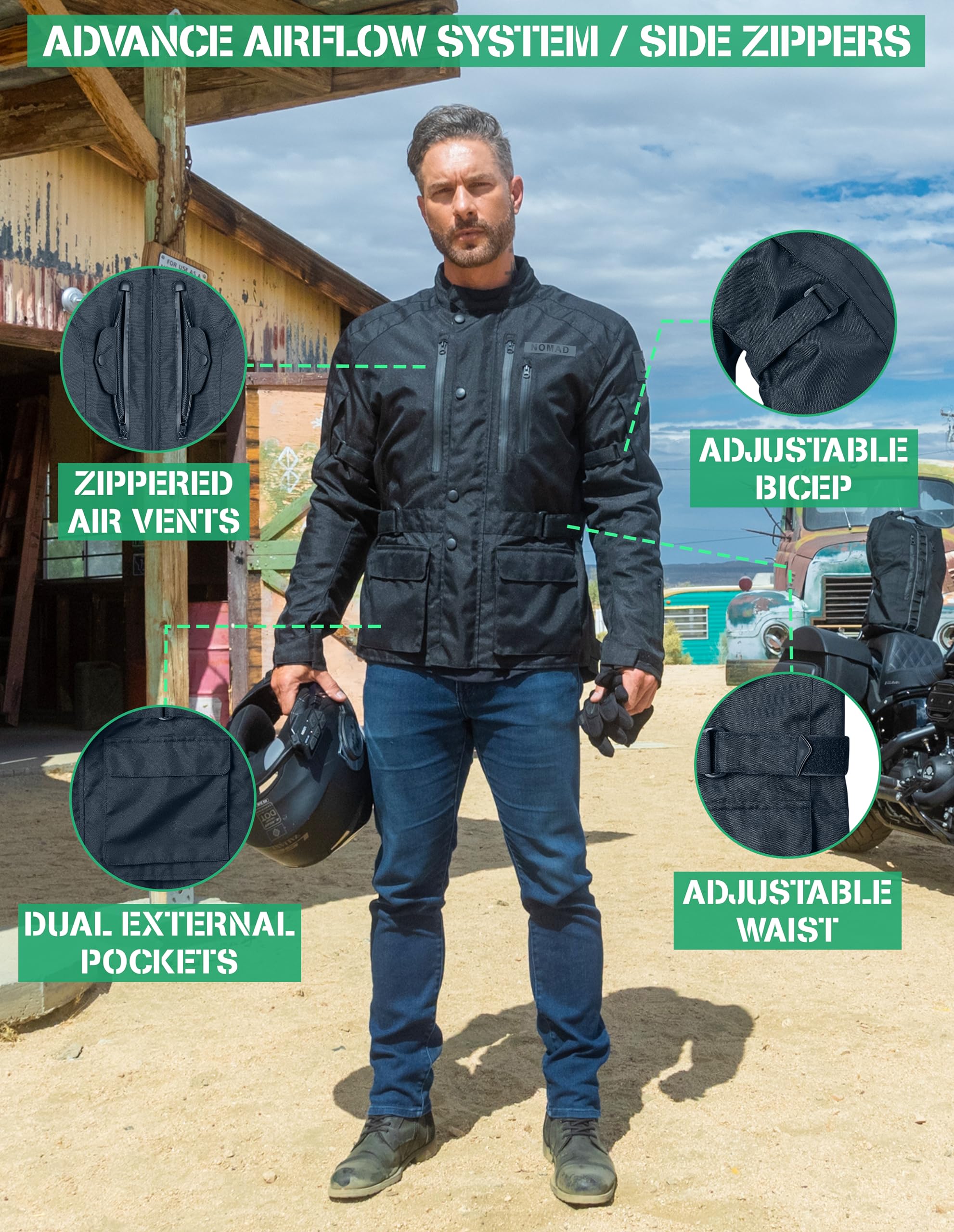 Snapklik.com : Nomad Touring Adventure Motorcycle Jacket For Men Biker ...