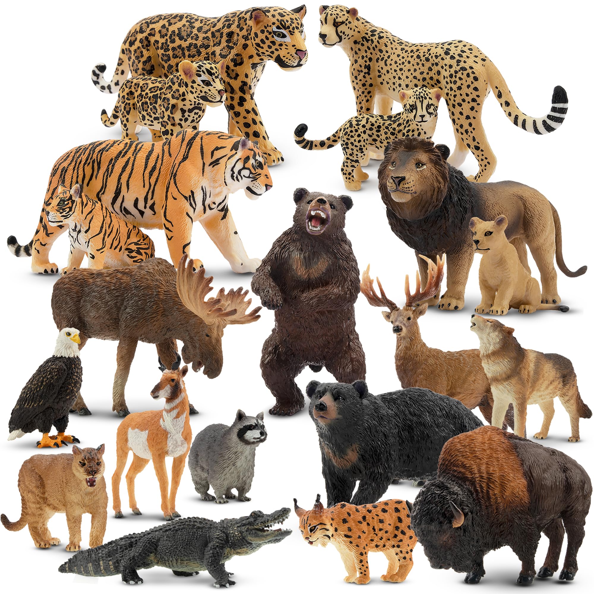 Amazon.com: Toymany 20PCS Jungle Animals Figurines, Realistic North ...