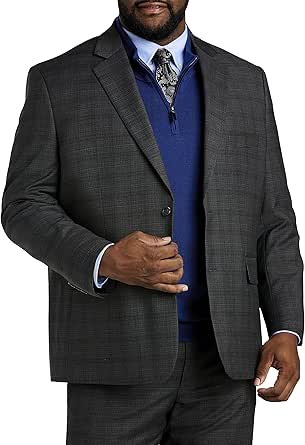 Oak Hill by DXL Men's Big and Tall Jacket Relaxer Windowpane Suit ...
