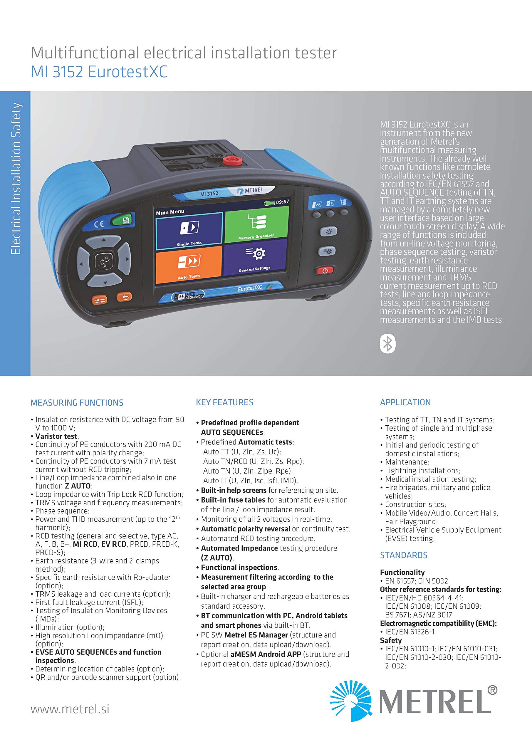 Ev Charging Station Tester Metrel Mi 3152 Xc Evse
