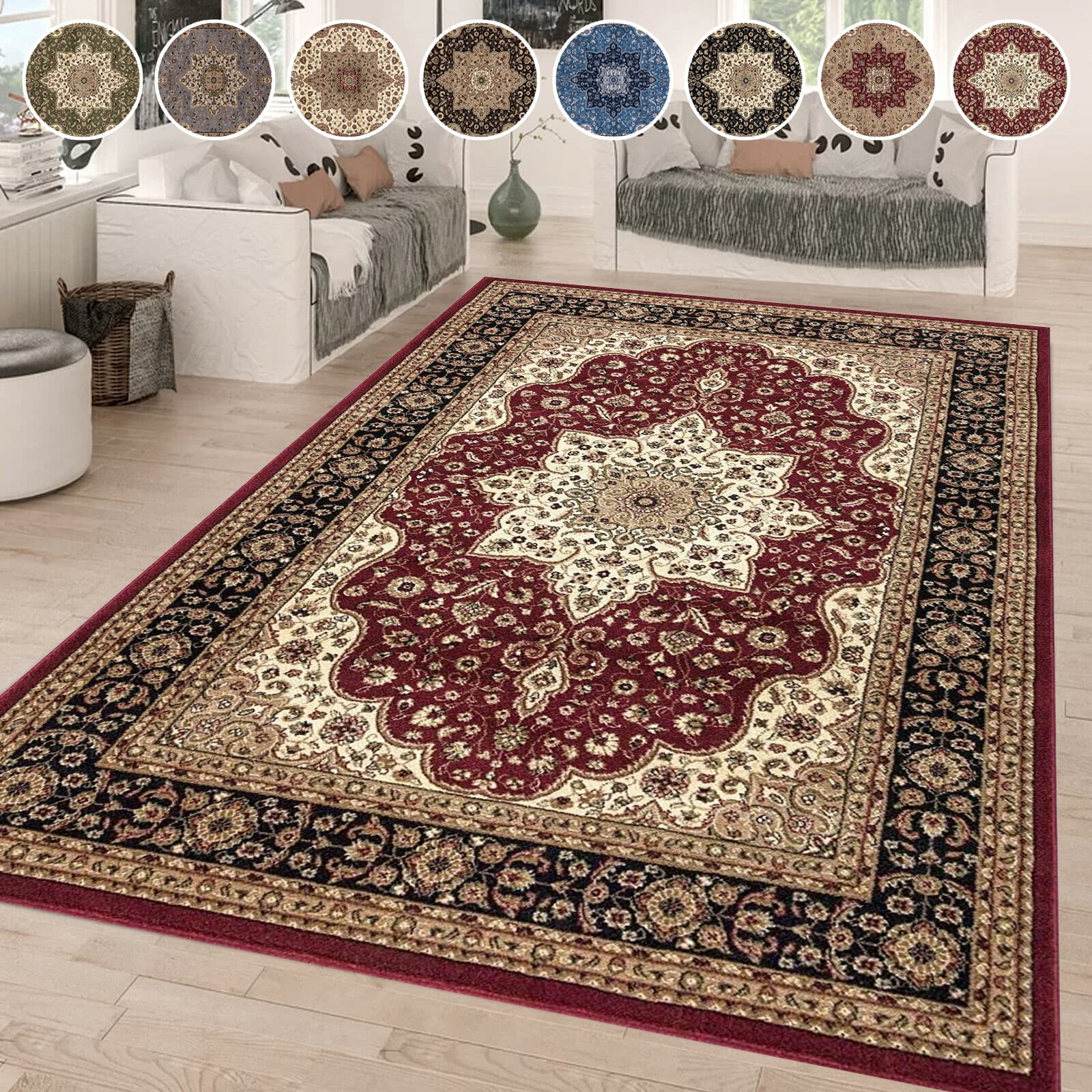 renoazul® Turkish Rugs Living Room Extra Large Mat - 280 x 380 cm - Red ...