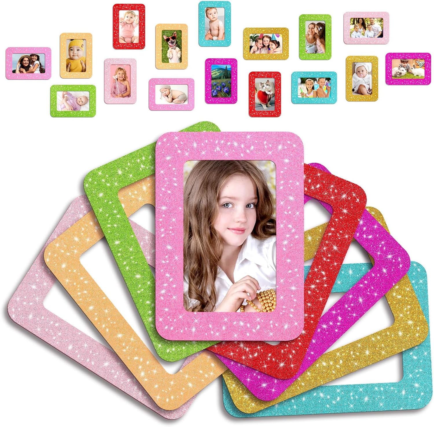 Amazon.com - XGHSHW 16 Packs Glitter Magnetic Picture Frames for ...
