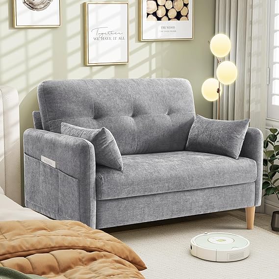 Amazon.com: Hanherry Loveseat Sofa, 47” Small Couch for Living Room ...