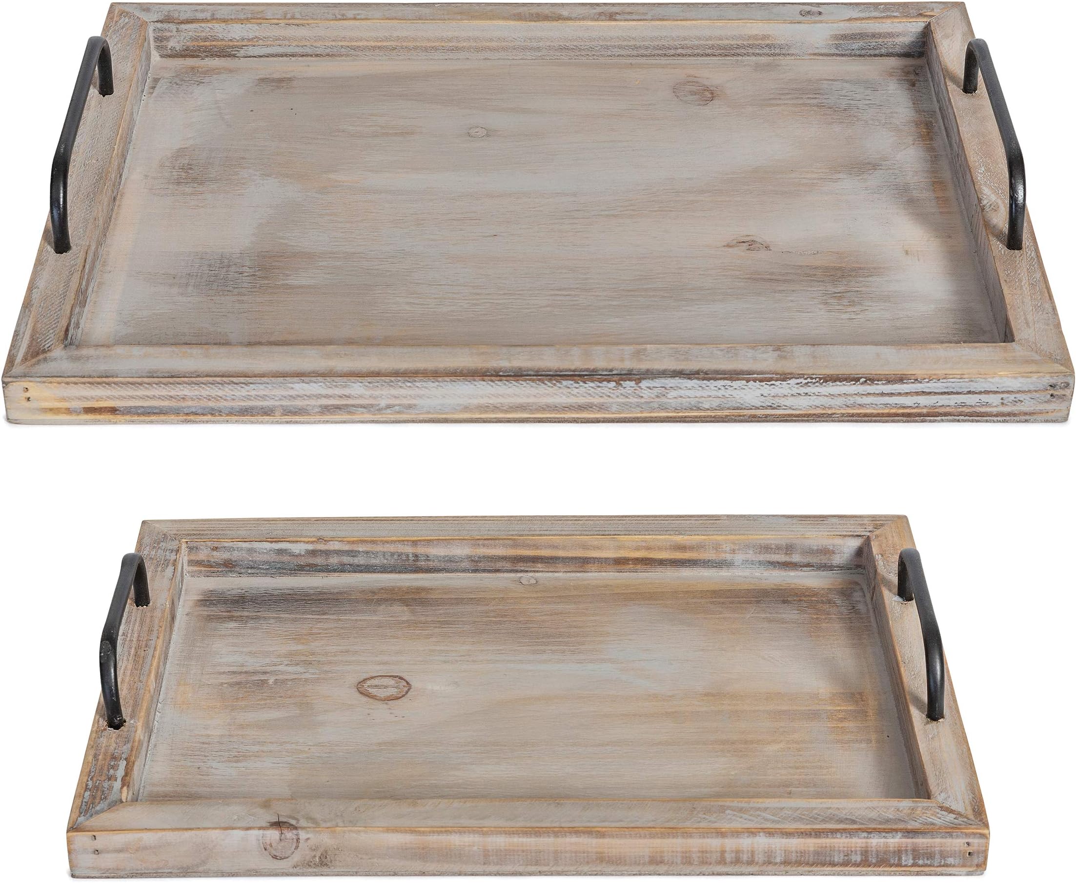 Besti Rustic Vintage Food Serving Trays (Set of 2) | Nesting Wooden ...