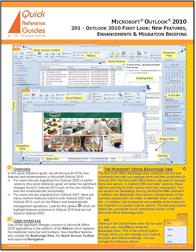 Amazon.com : Microsoft Outlook 2010 Quick Reference Guide - Outlook ...