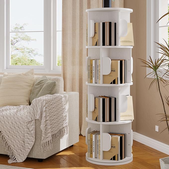 Amazon.com: senlin Rotating Bookshelf Tower - Compact Swivel Bookcase ...
