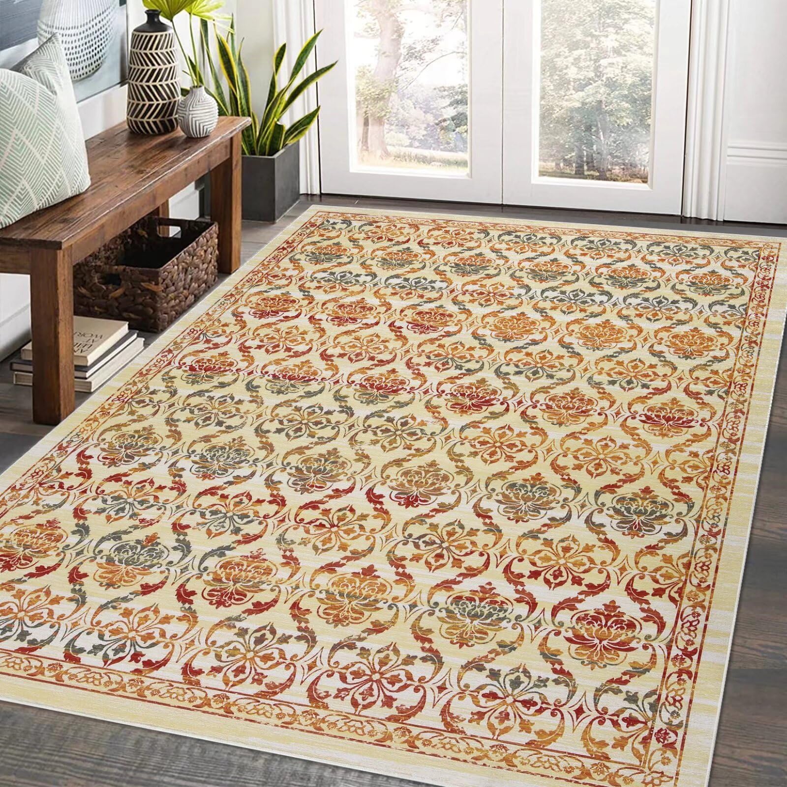 Rug Colorful 8 x 10 FT COZYLOOM 8x10 Vintage Area Rugs for Living Room ...