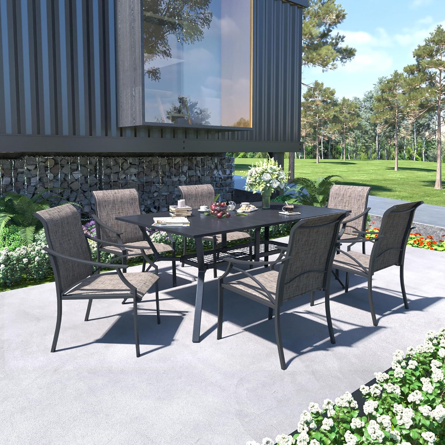 Amazon.com: DIFY 7PCS Outdoor Dining Set, Patio Dining Set Patio ...