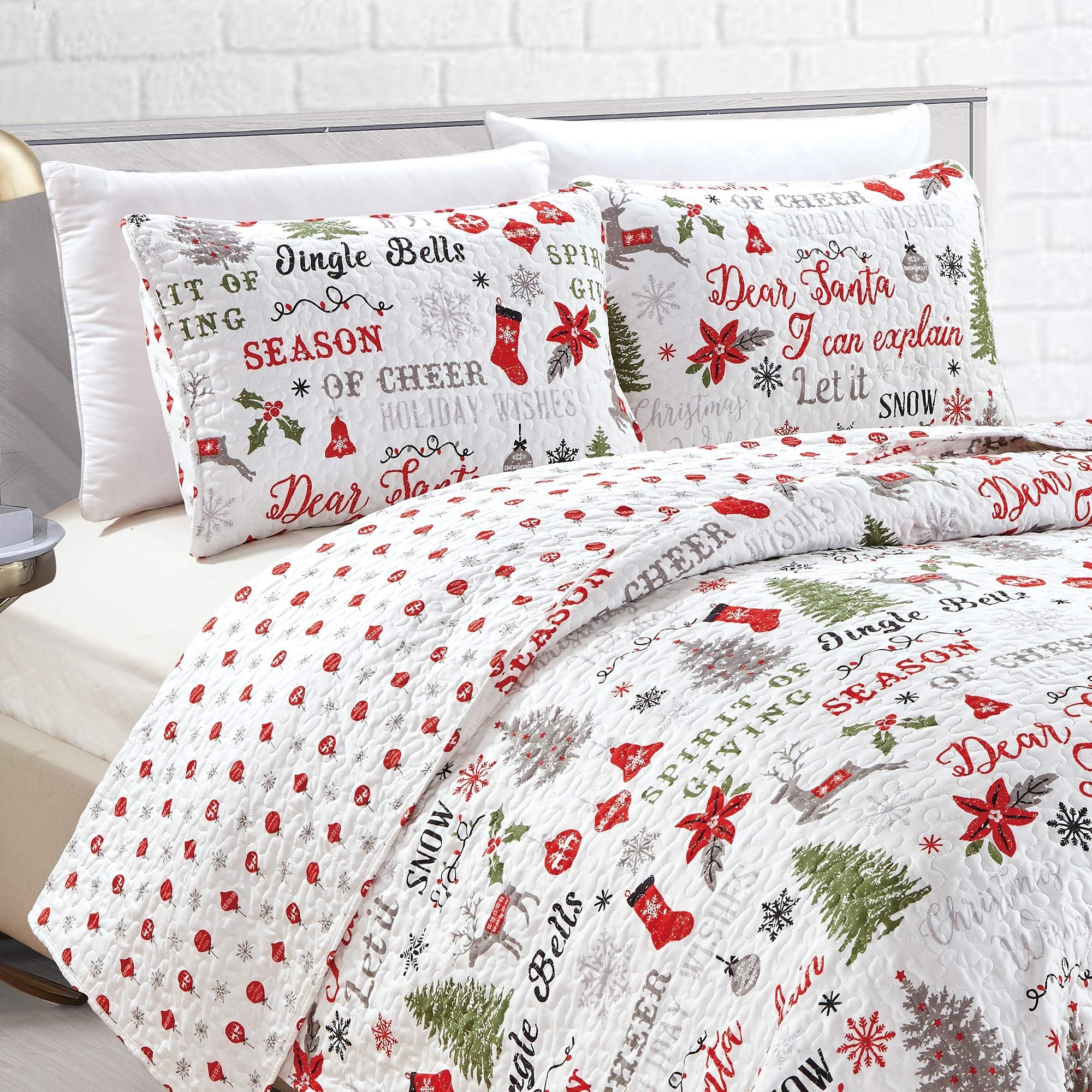 Amazon.com: Levtex Home - Festive Baubles Quilt Set - Full/Queen ...