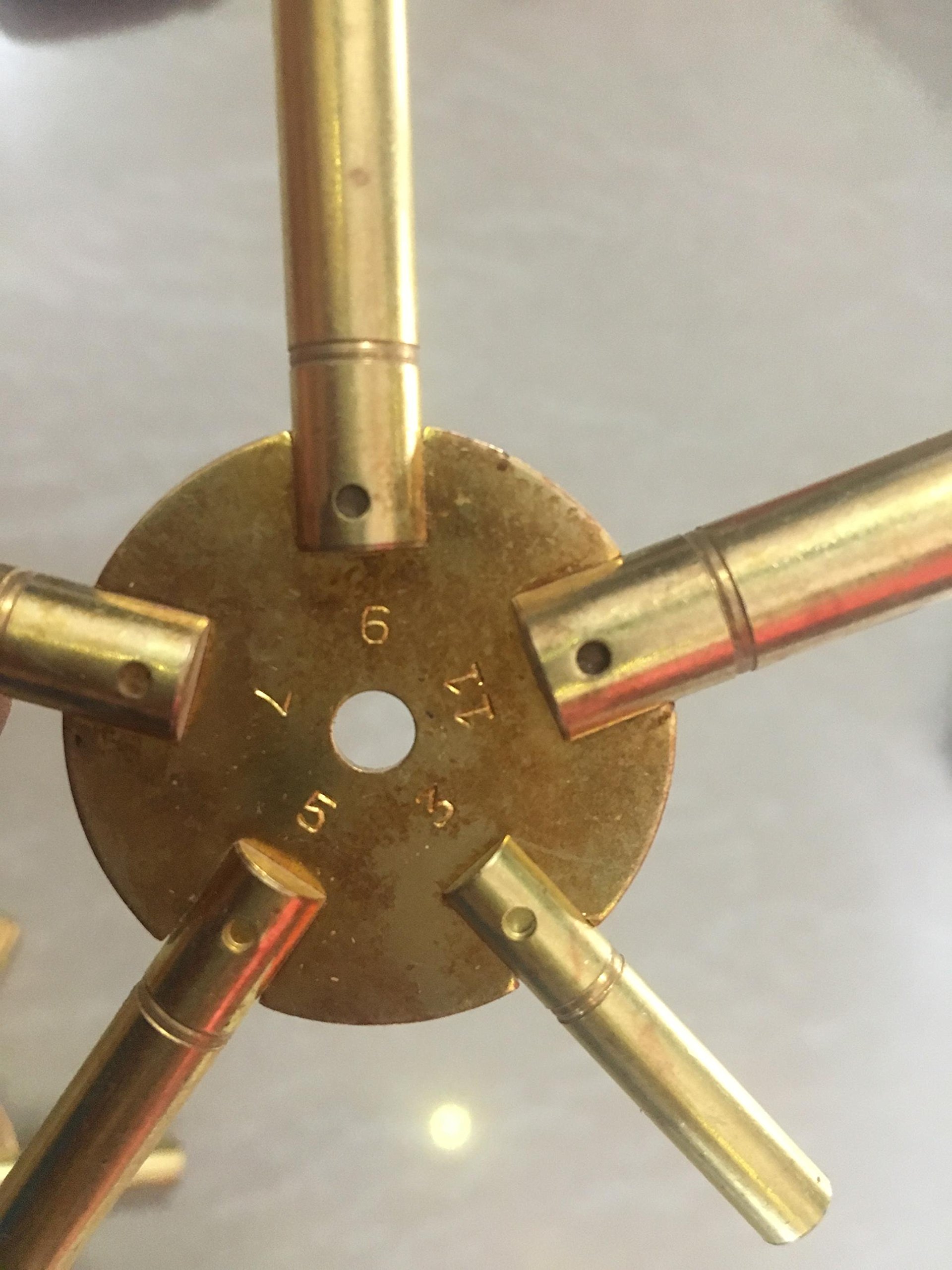 Winding Key For Clock LARGE - 2pc Universal 5 Prong Brass Clock Key For ...