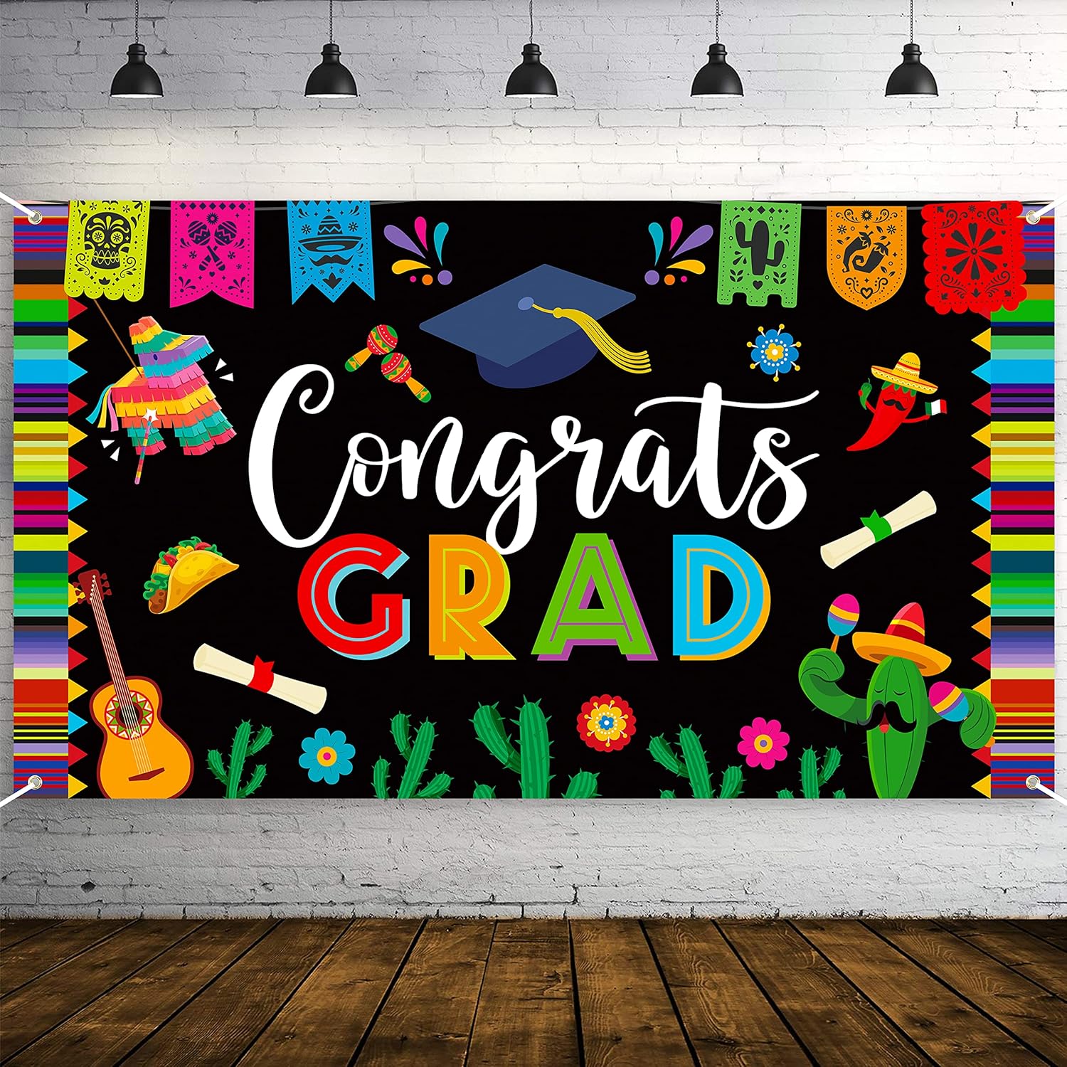 Amazon.com : WATINC Mexican Fiesta Graduation Backdrop Banner ...