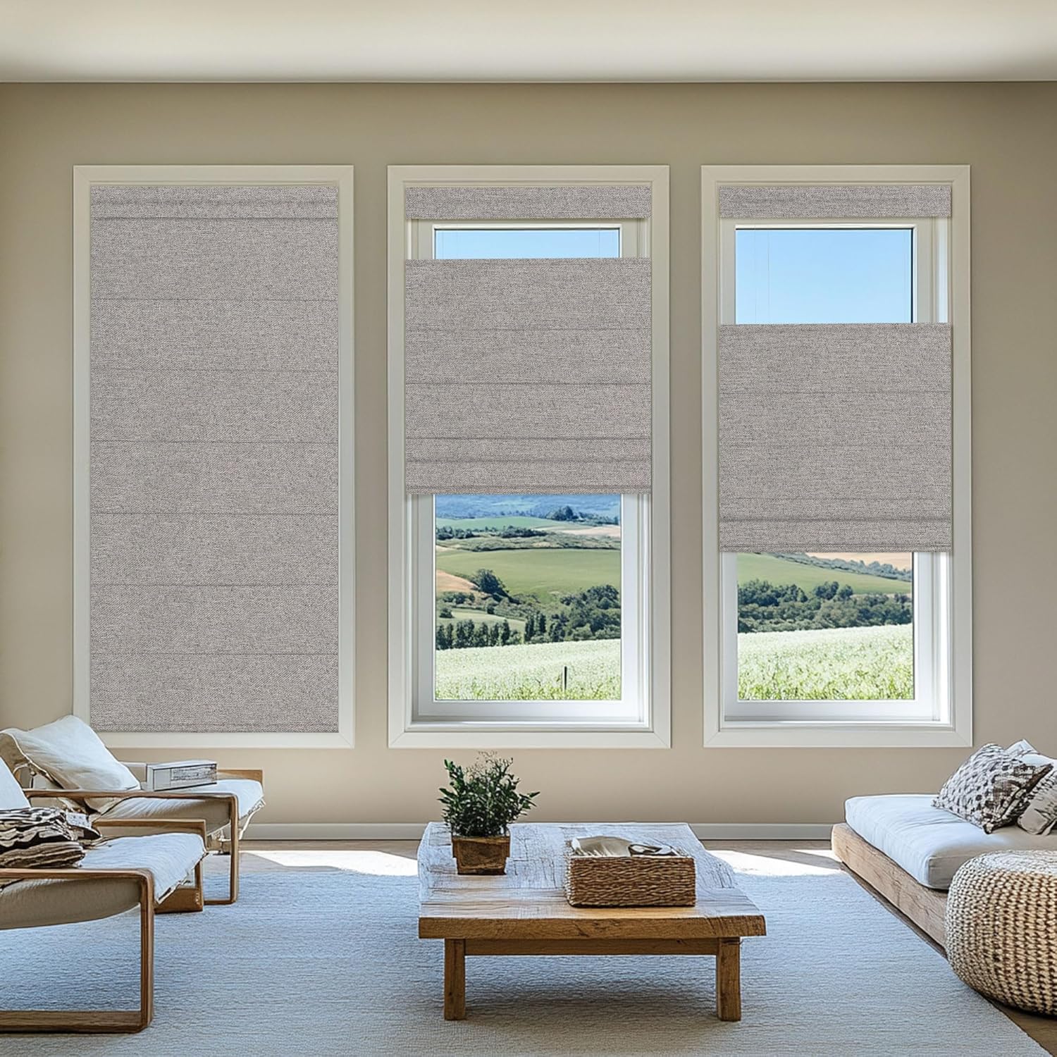 Amazon.com: Sulugood NO Drill NO Tools Cordless Roman Shades for ...