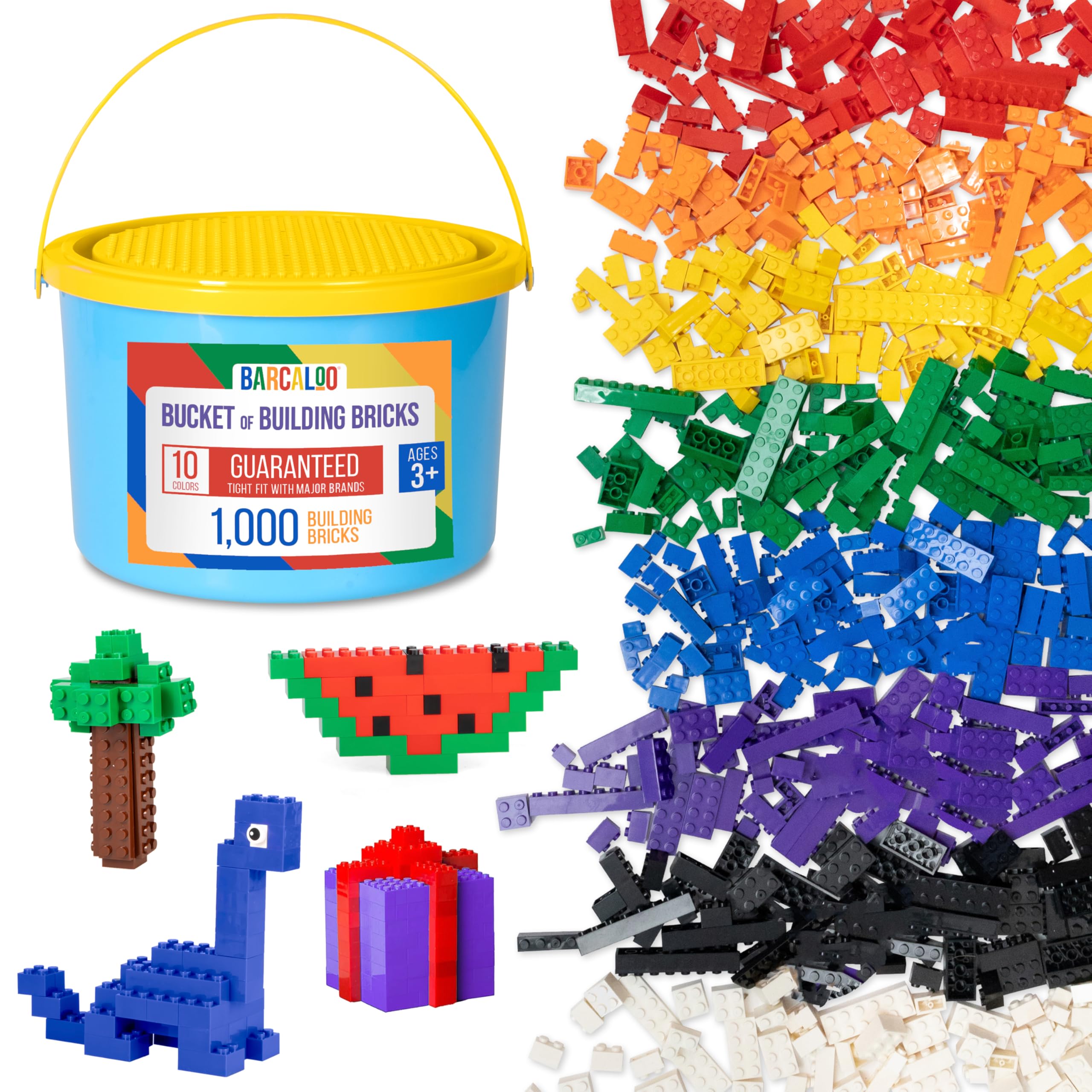 Amazon.com: Barcaloo 1000 Piece Building Bricks Play Set, 10 Classic ...