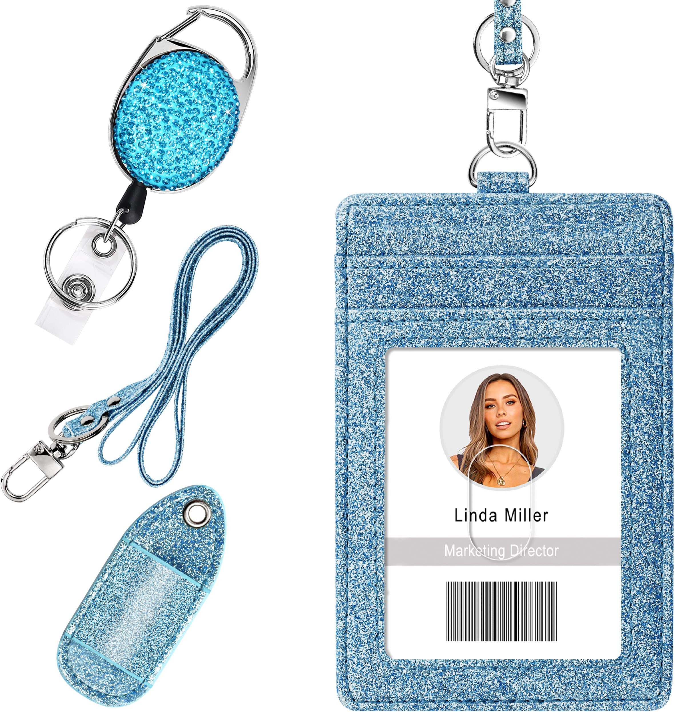 Amazon.com : Retractable ID Badge Holder, Multipurpose Bling Rhinestone ...