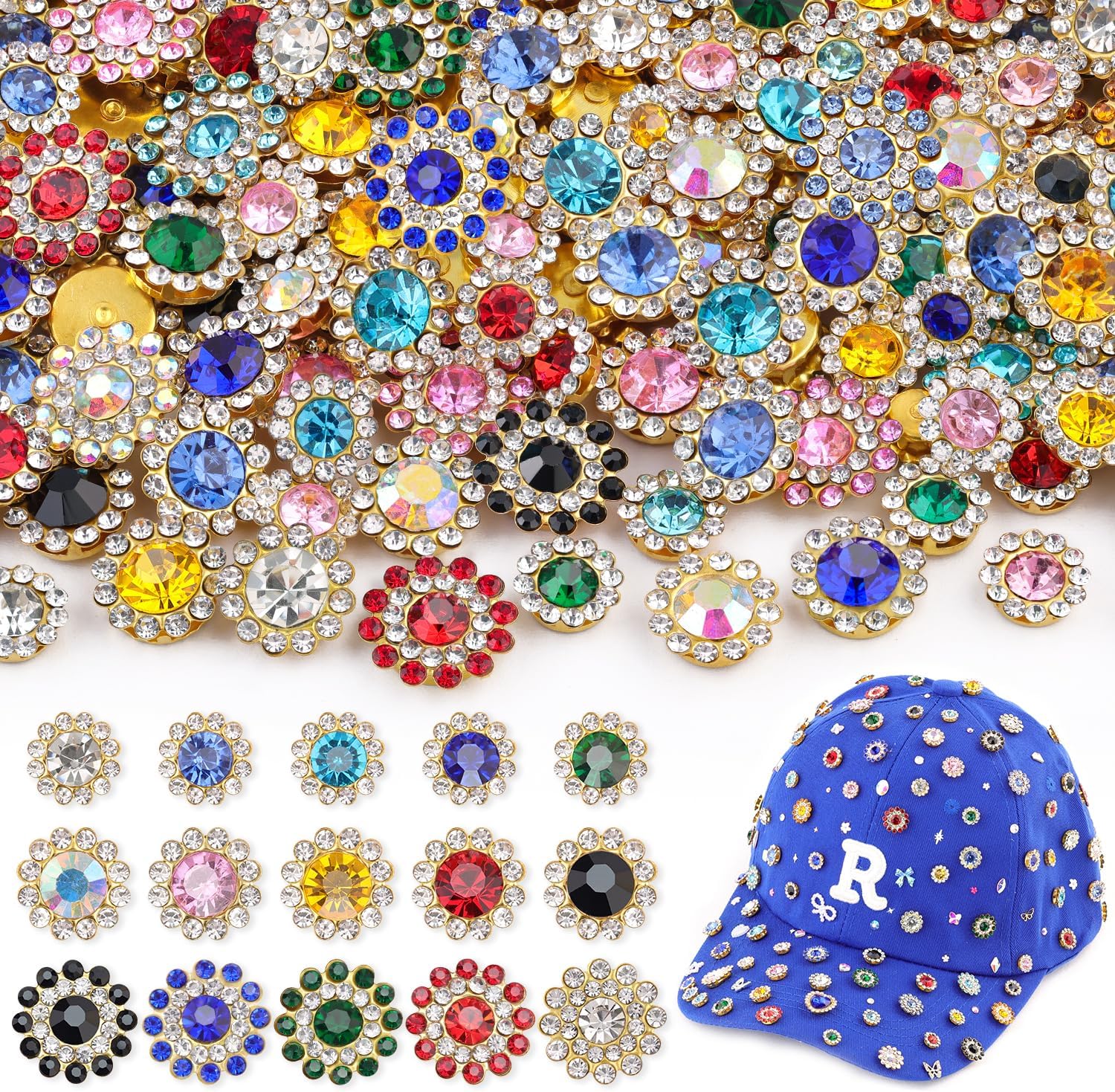 Amazon.com: COMNICO Sew on Rhinestones,100Pcs Sewing Flower Claw ...