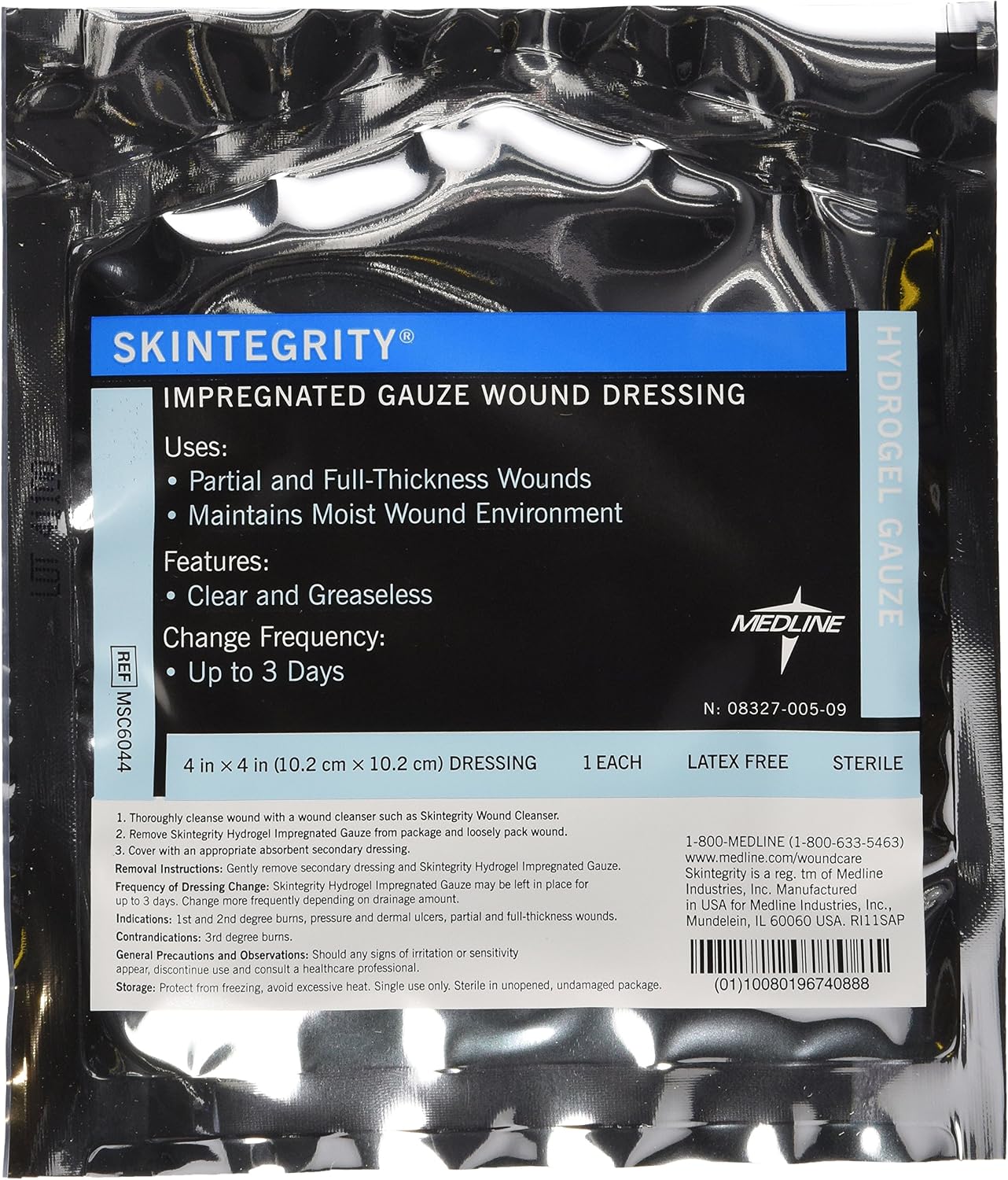 Amazon.com: Medline Gauze Hydrogel Skintegrity, 4 Inch x 4 Inch 1/ Pk ...