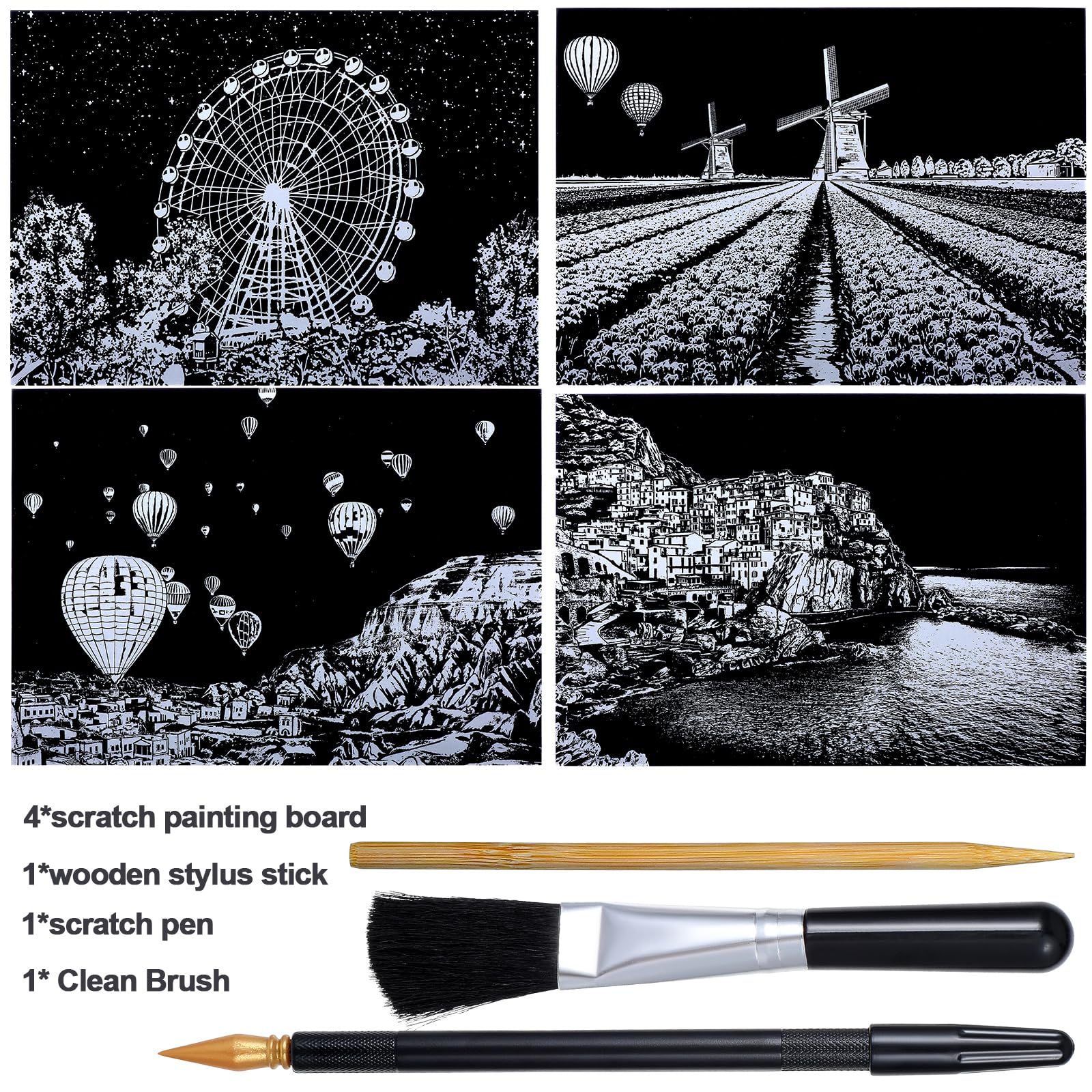 Snapklik.com : Yolev 4 Sheets Scratch Art Adult Scratch Painting ...