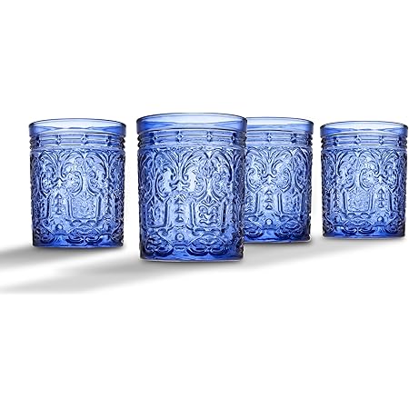 Amazon.com | Godinger Jax Double Old Fashioned Beverage Glass Cup Blue ...