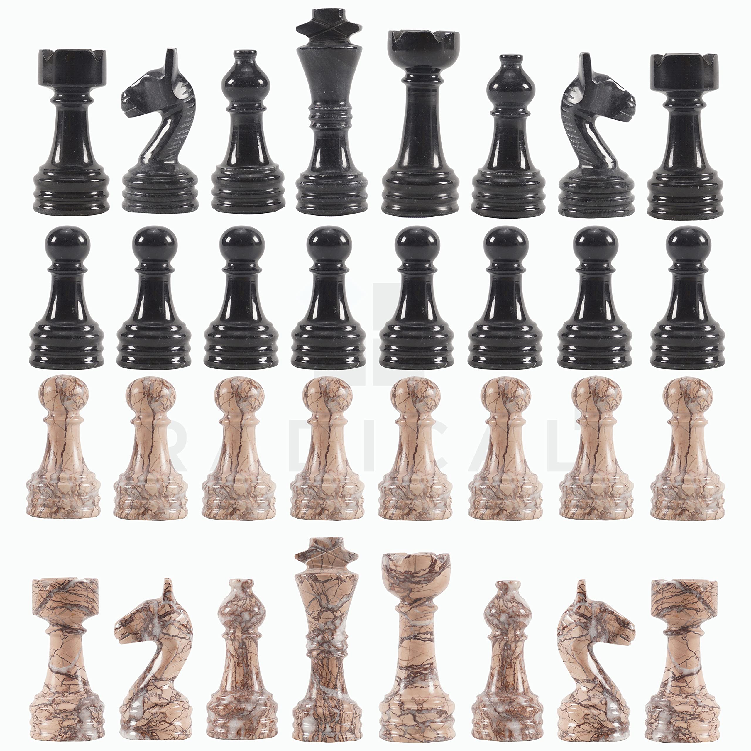 Snapklik.com : Radicaln Marble Chess Figures 3.5 Inches Black And ...