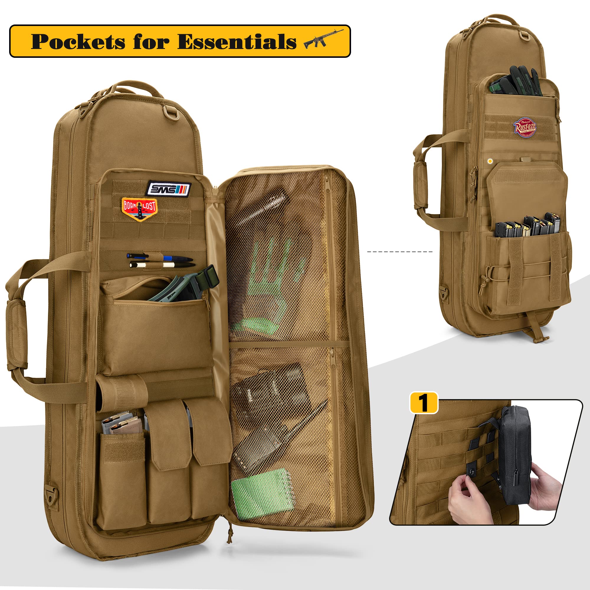 Snapklik.com : GOBUROS Tactical Rifle Bag Backpack Fits 32 Inches ...