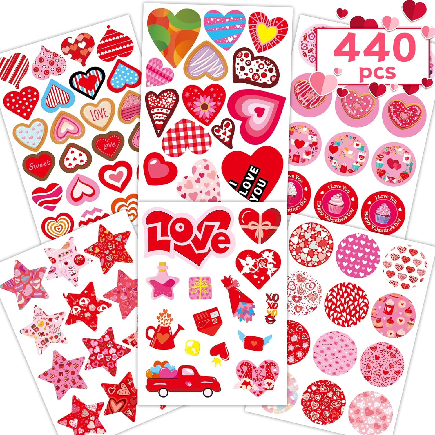 Amazon.com: Joyful Start Valentines Stickers 440PCS Valentines Day ...