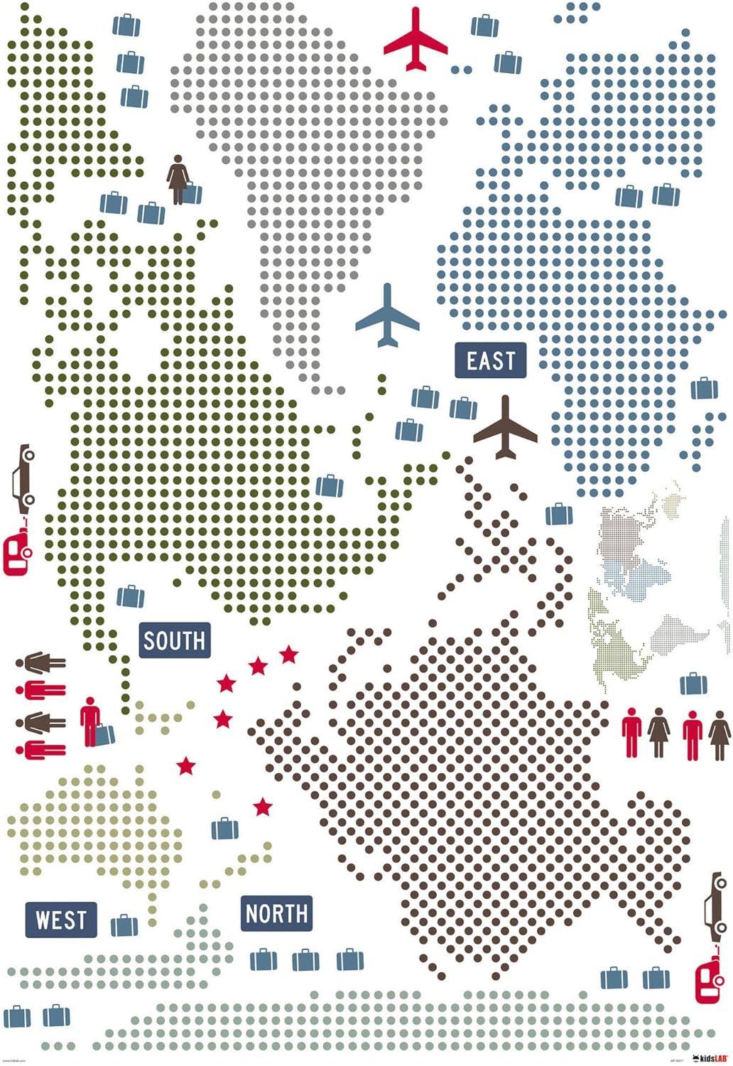 RoomMates HS60011 World Map Peel and Stick Giant Wall Decals ...