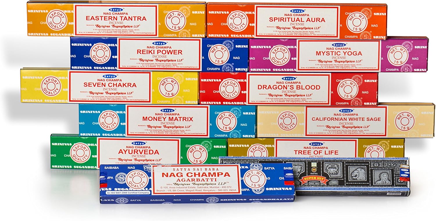 Amazon.com: Satya VCINC1000 Assorted Incense Giftpack Set B 15gms - 12 Packs : Home & Kitchen