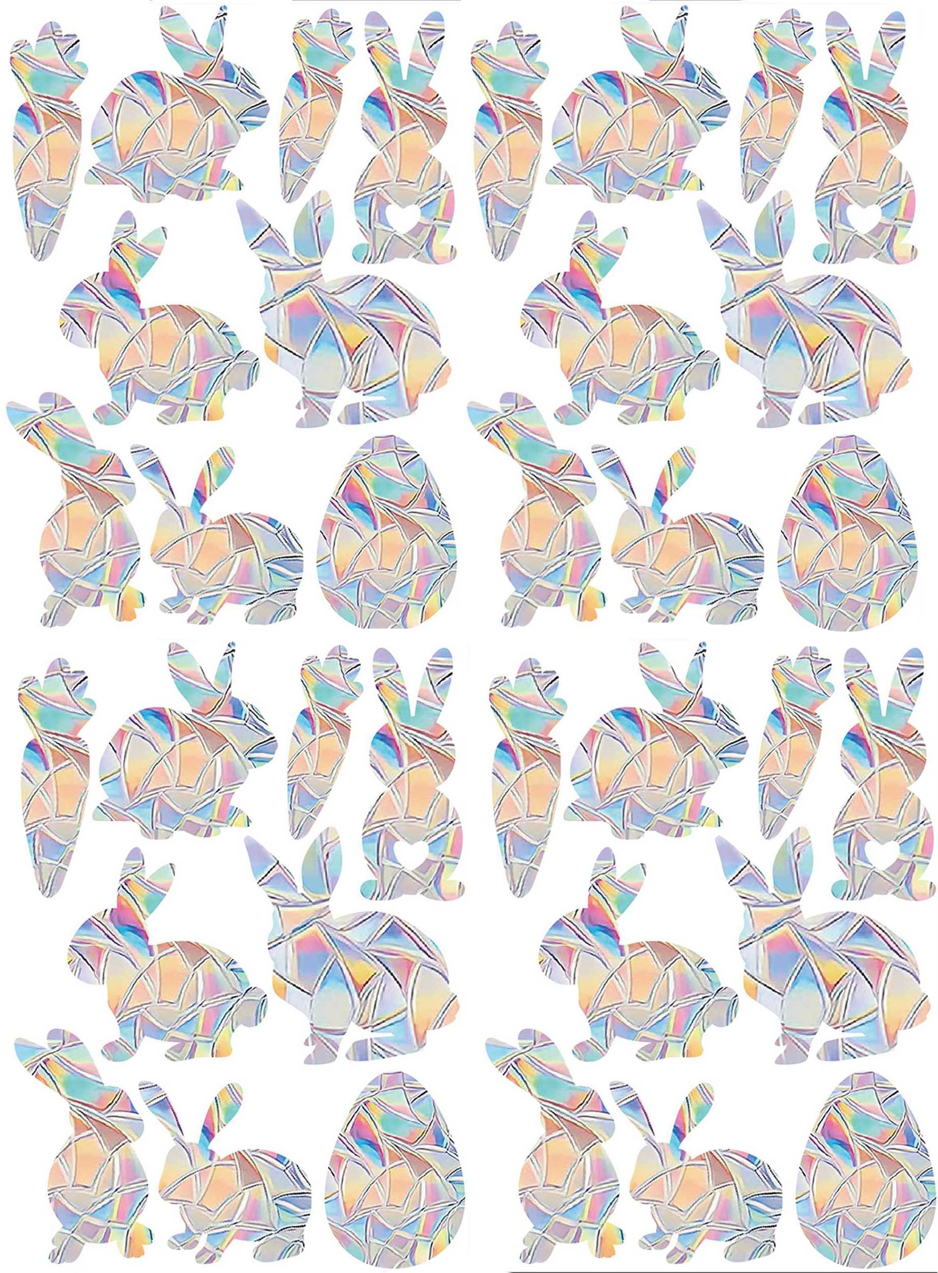 Amazon.com: 36 Pcs Prism Easter Window Stickers Rabbit Window Clings ...