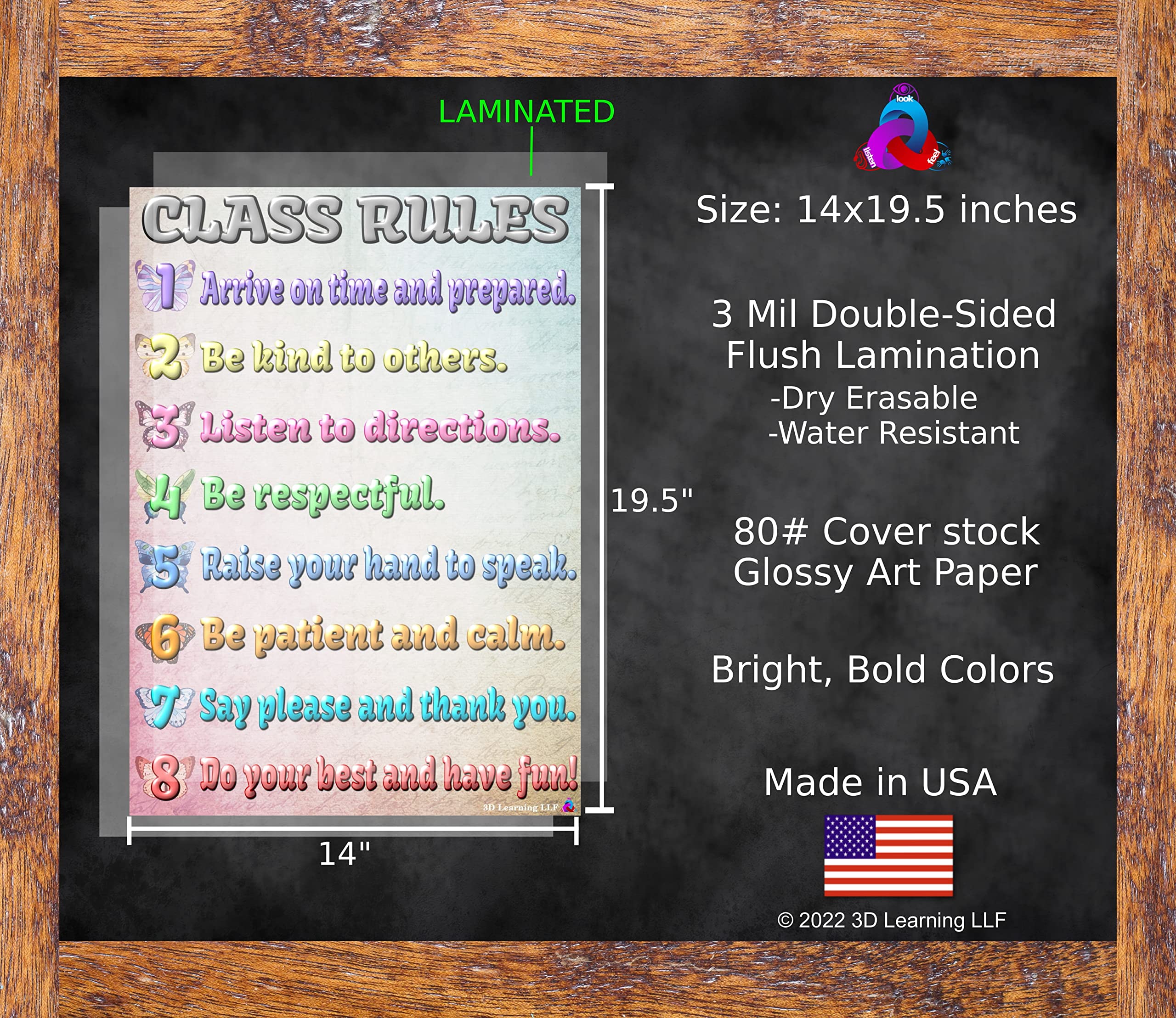Snapklik.com : Watercolor Class Rules Poster- Laminated, Size 14x19.5 ...
