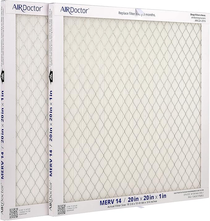 AirDoctor MERV 14 HVAC Pleated Filter Available in 6 Sizes. Captures 96 ...