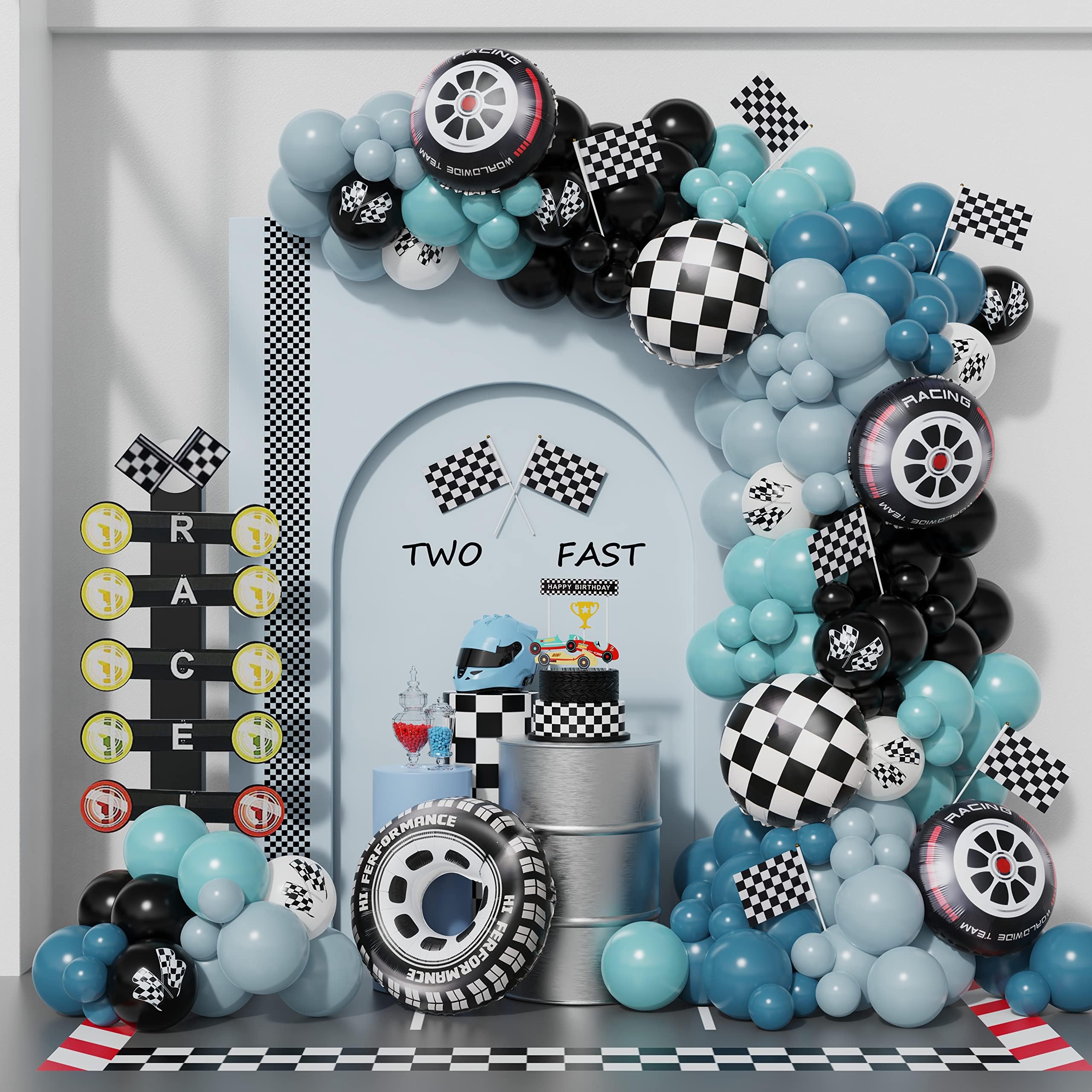 Amazon.com: PIXHOTUL Race Car Party Decorations - 3 Pcs Checkered Race ...