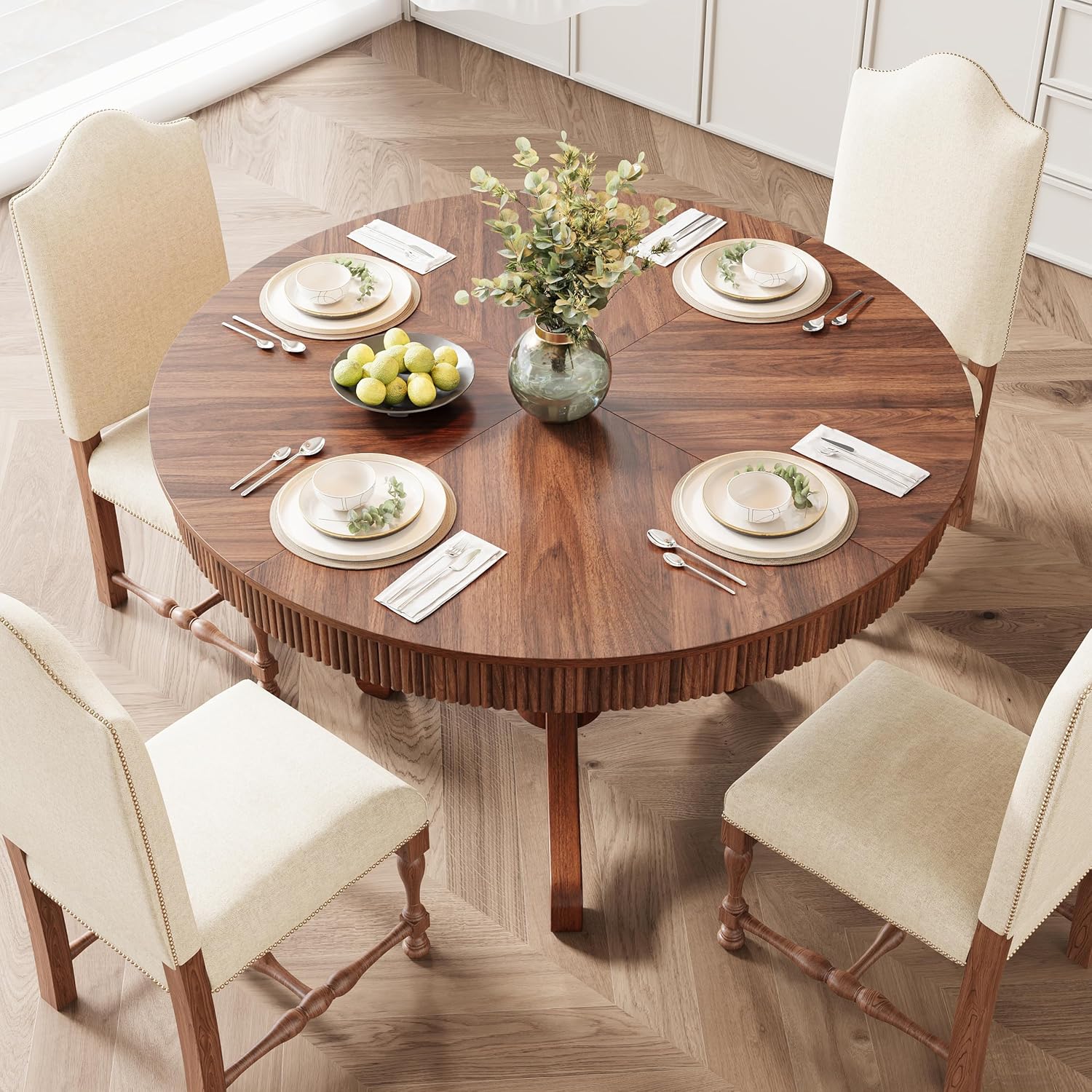 Amazon.com - 47” Round Dining Table for 4-6 People, Modern Kitchen ...