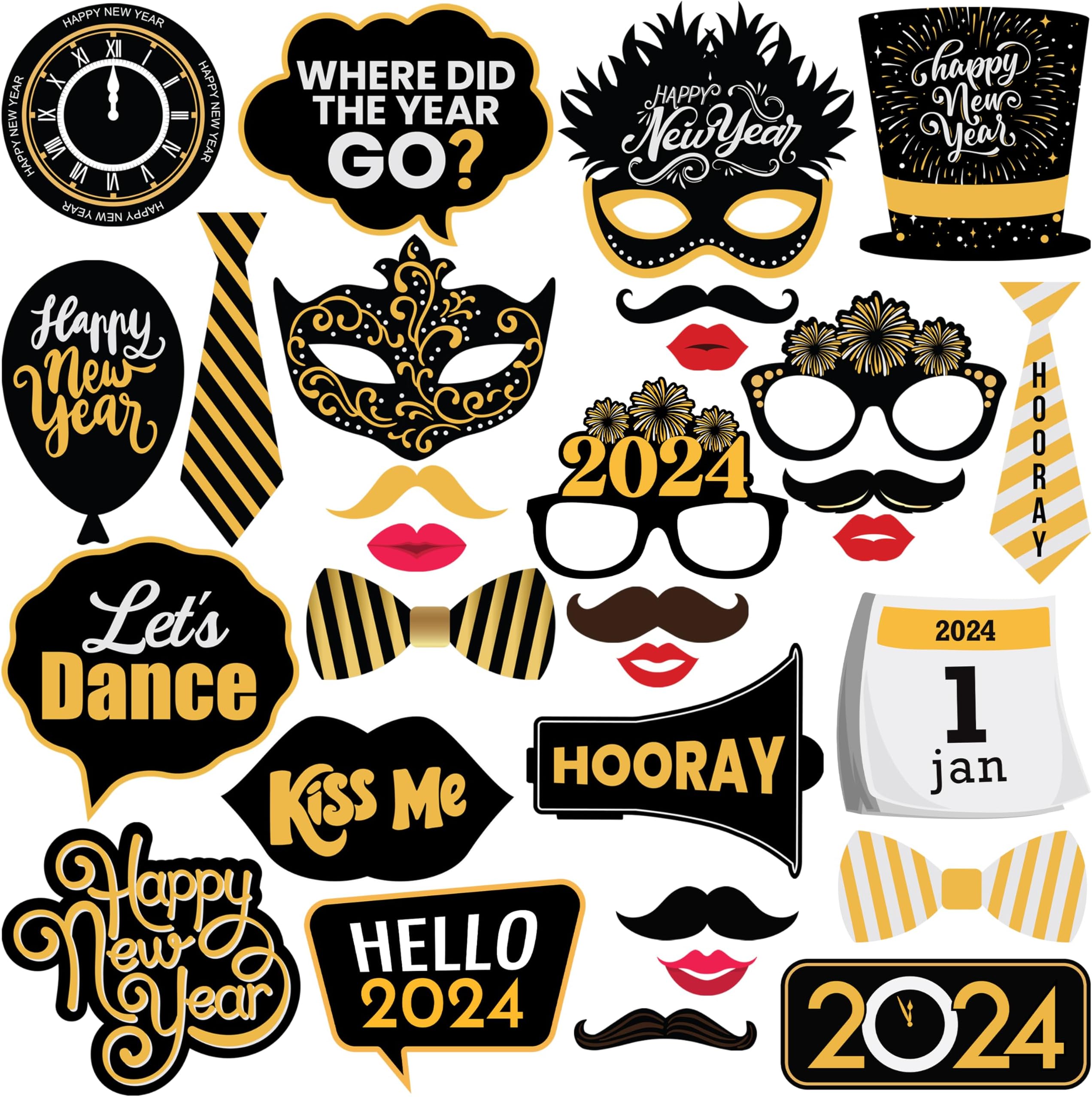 Amazon.com: New Years Eve Photo Booth Props 2024 New Year Photo Booth ...