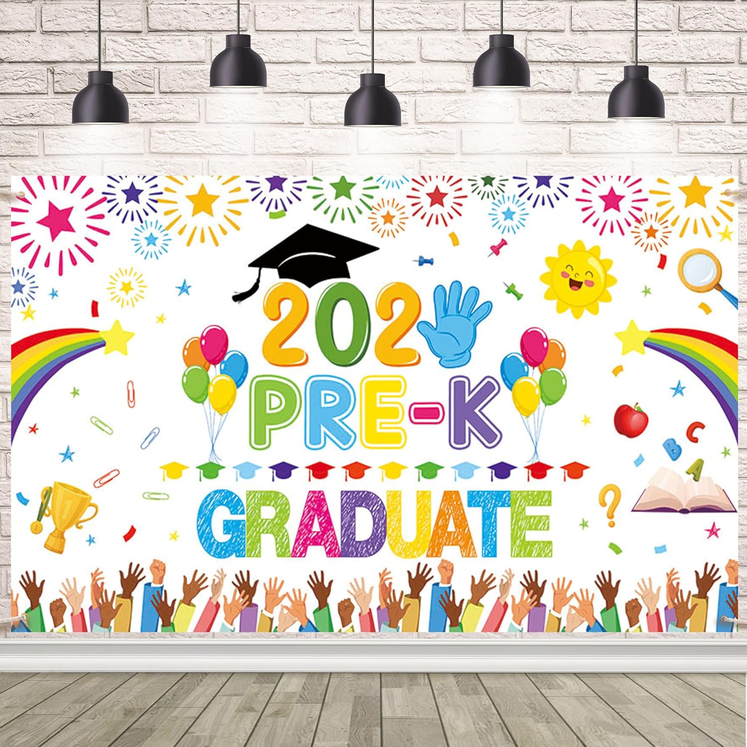 Amazon.com : AIBIIN White Pres-K Graduate Backdrop Blackboard Newspaper ...