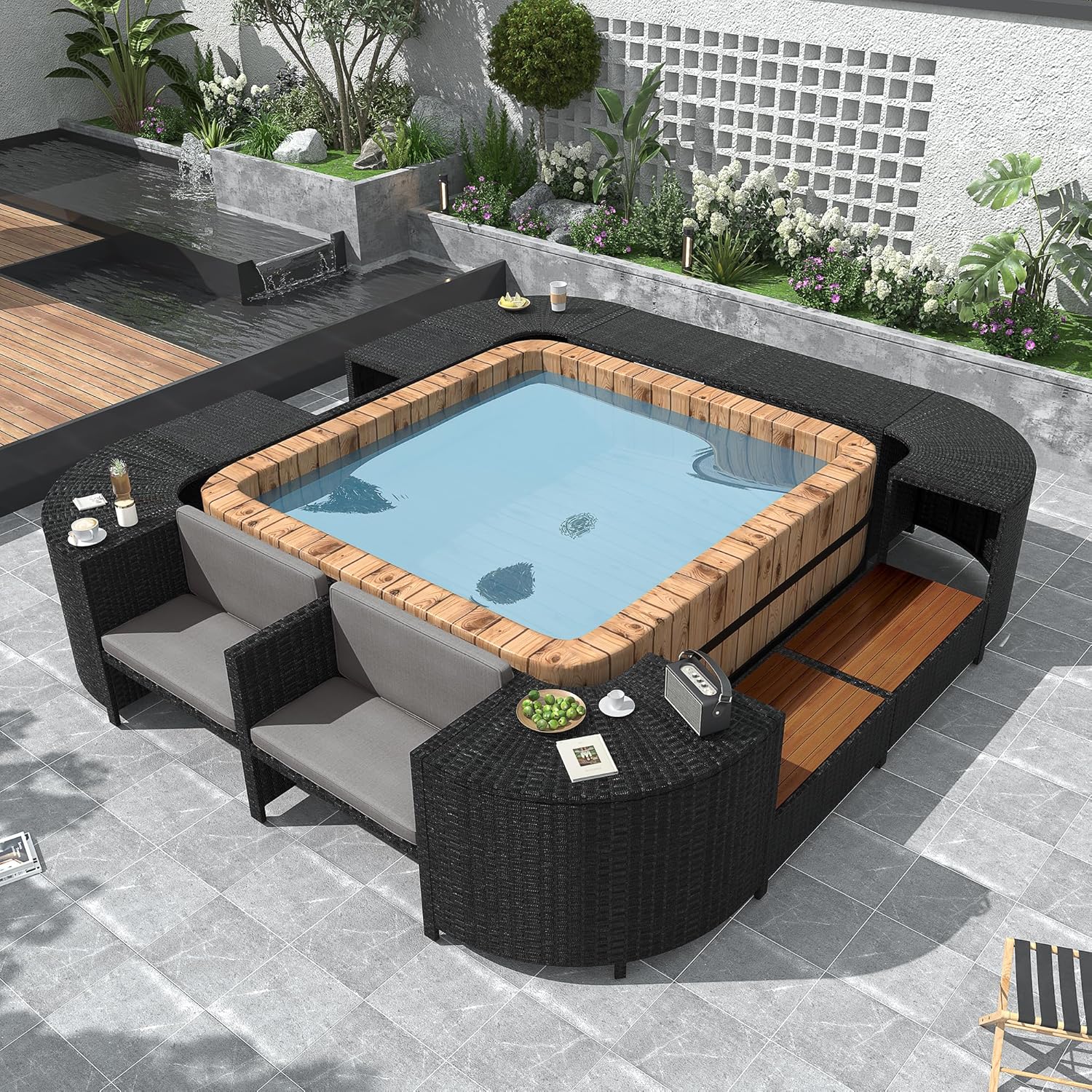 Amazon.com: BIADNBZ Outdoor Spa Surround Set Patio Furniture with ...