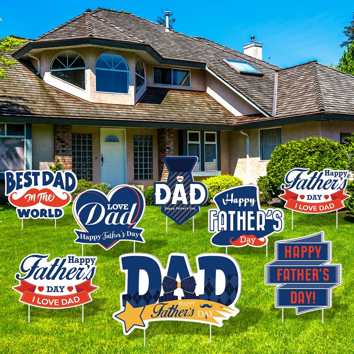 Amazon.com : Aodaer 8 Packs Fathers Day Yard Signs with Stakes Waterproof Happy Father's Day ...