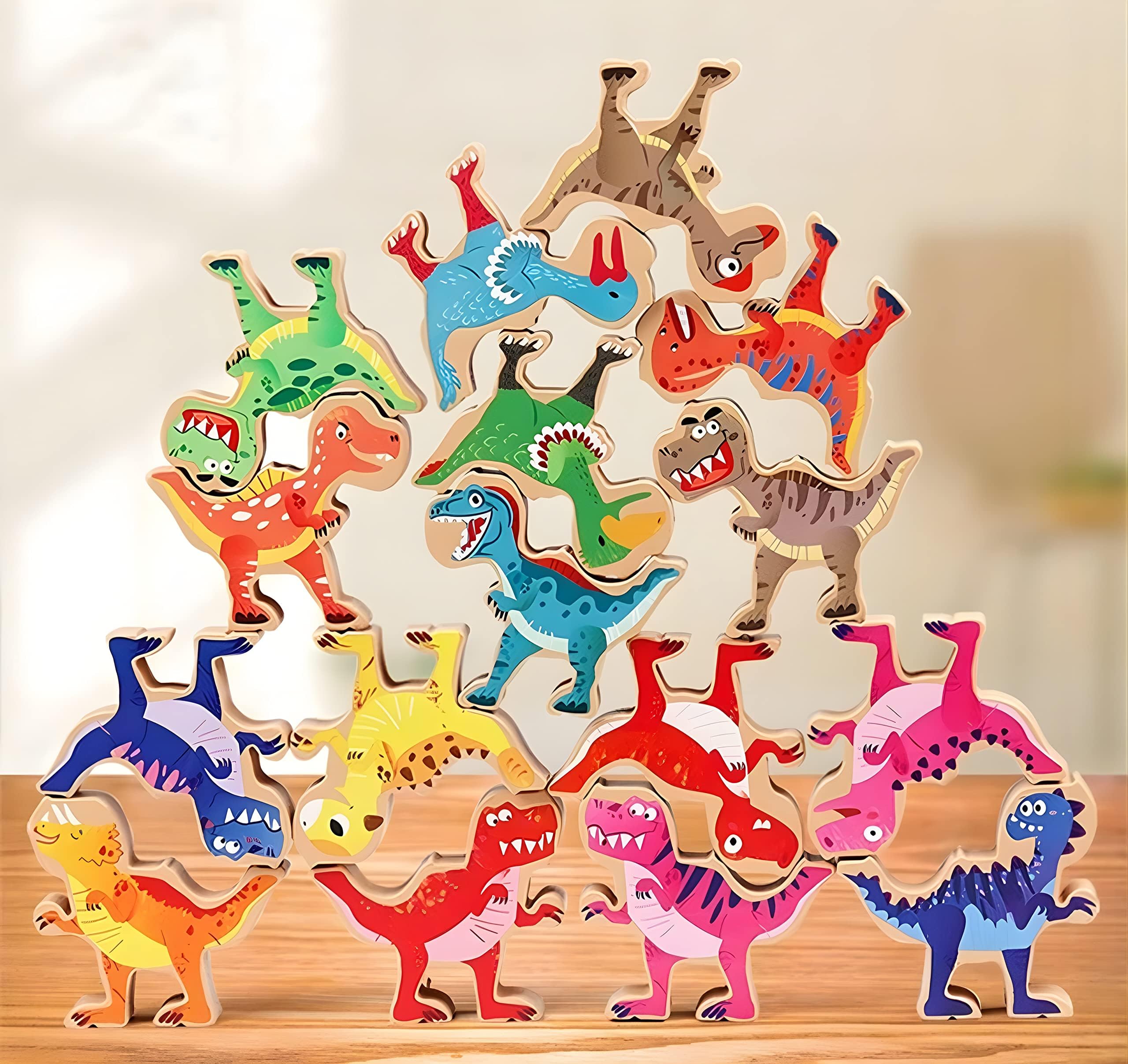 COSMOBABY Dinosaur Stacking Toys Blocks for Kids Boys Fun Toys for 3-7 ...
