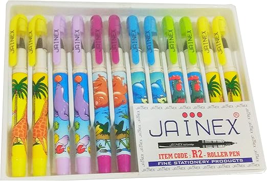 JAINEX Brand - Roller Pen Liquid Ink Cartridge System 12 Pen with 12 ...