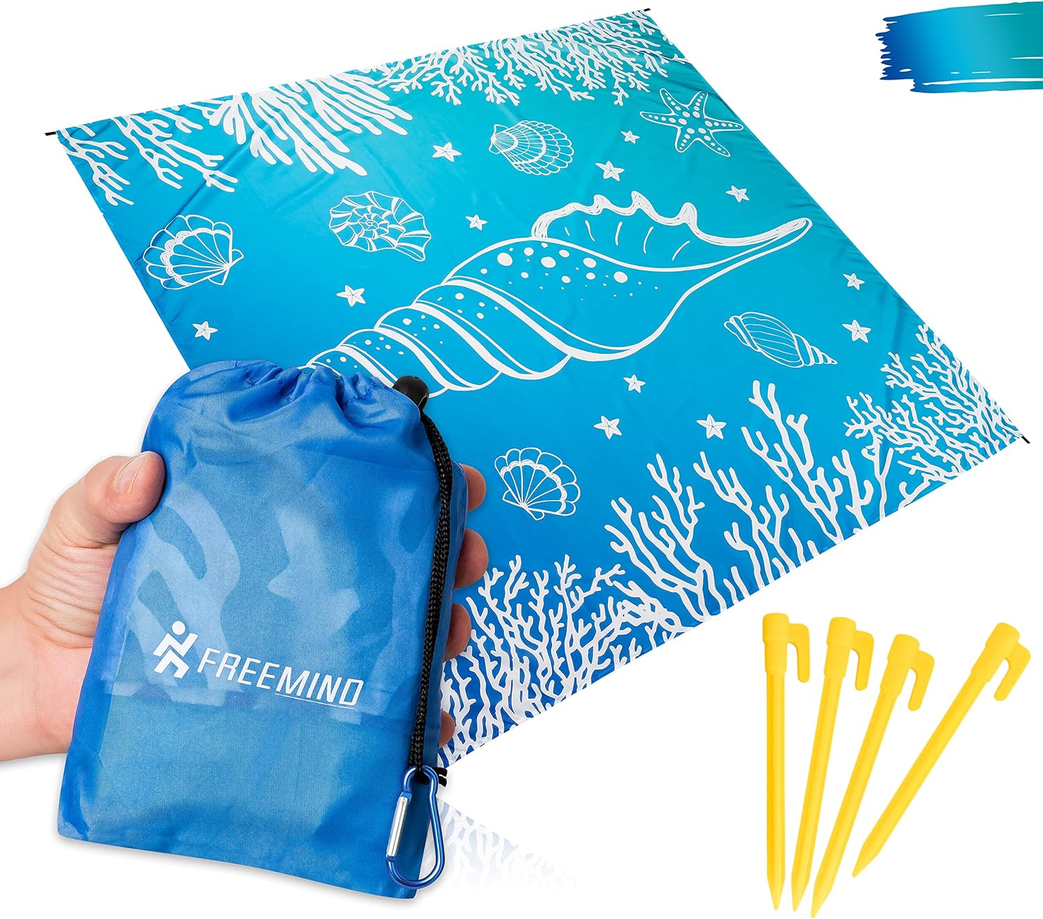 freemind® Stranddecke 2 x 2 m - ultraleichte, samtweiche Picknickdecke ...