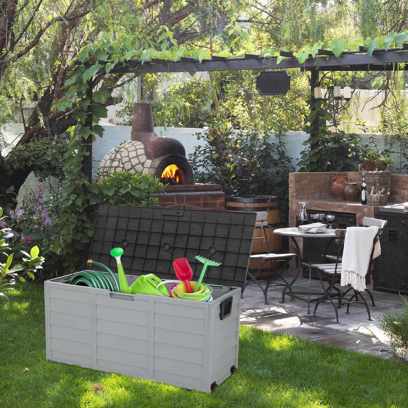 Resin Outdoor Storage Containers Amazon.com: GYMHILL Outdoor Deck Box