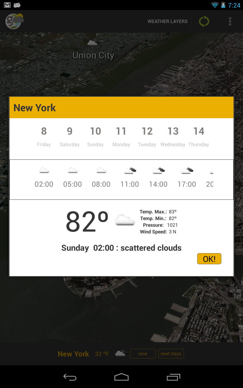 Aplicación Open Weather Map 3d globe en Amazon Appstore